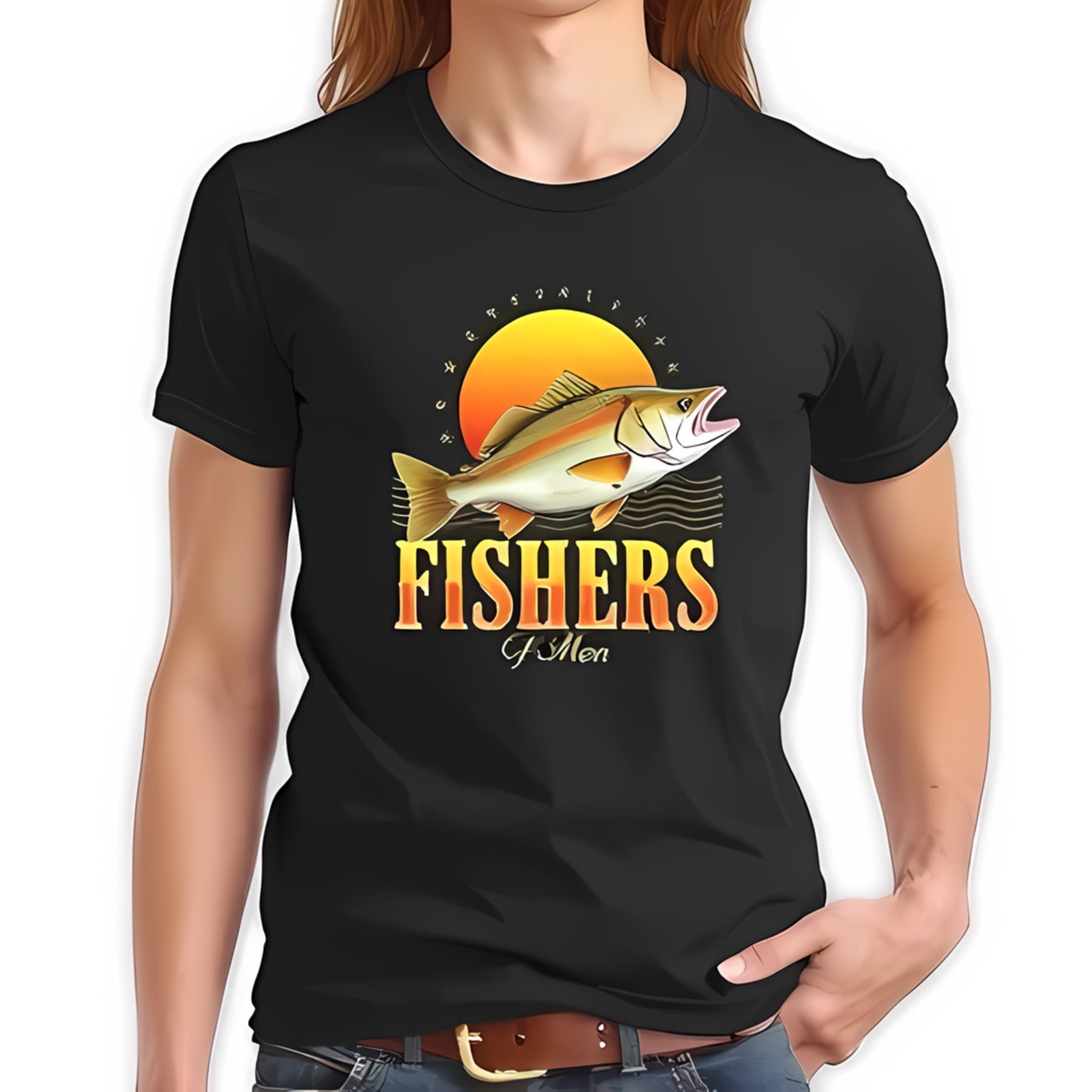 Cotton Short Sleeve T-Shirt with Vibrant Redfish Graphic Elements ...