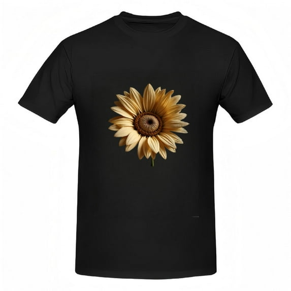 Cotton Short Sleeve T-Shirt with Vibrant Sunflower Print - Realistic ...