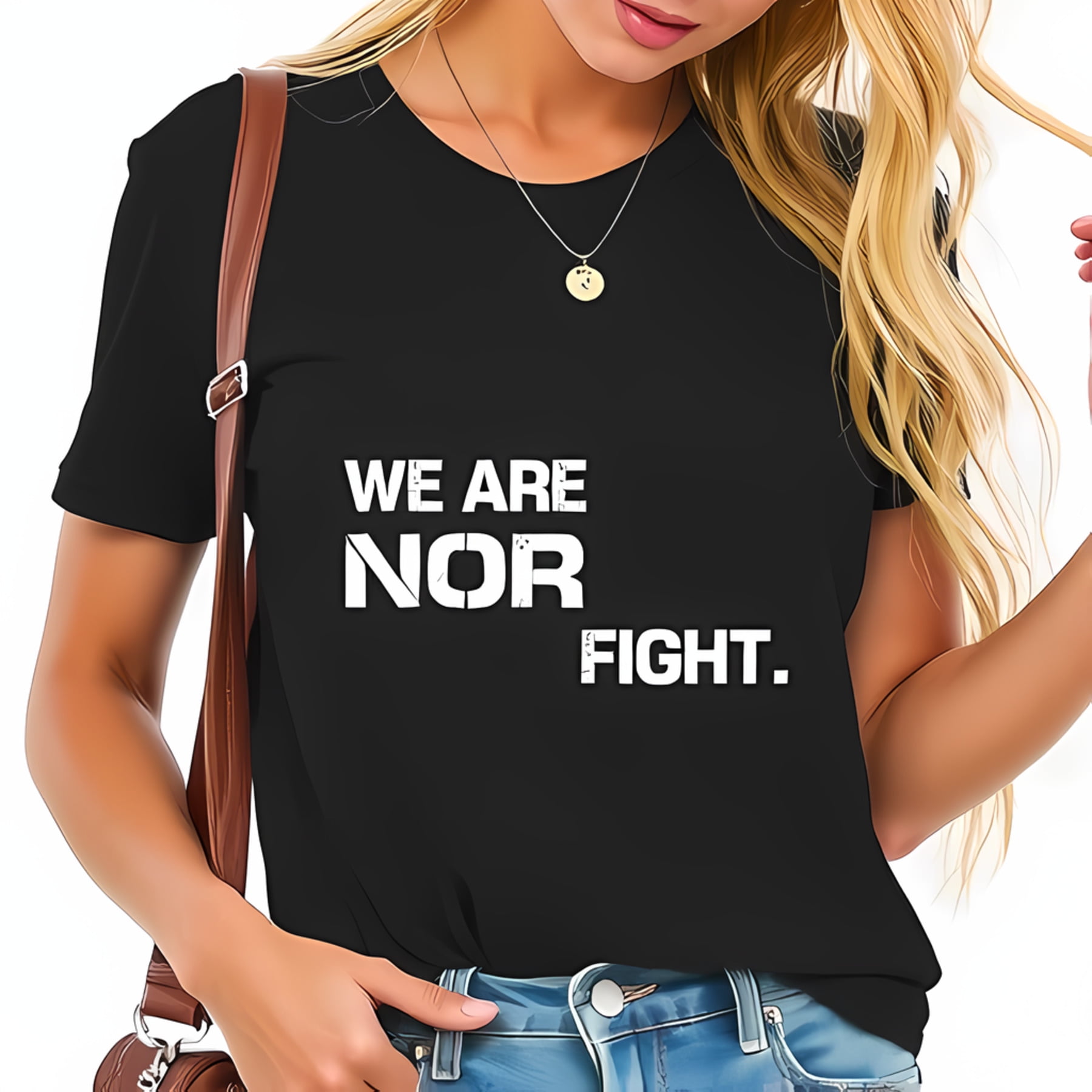 Cotton Short Sleeve T-Shirt with " WE ARE NOR FIGHT " Graphic - Casual ...
