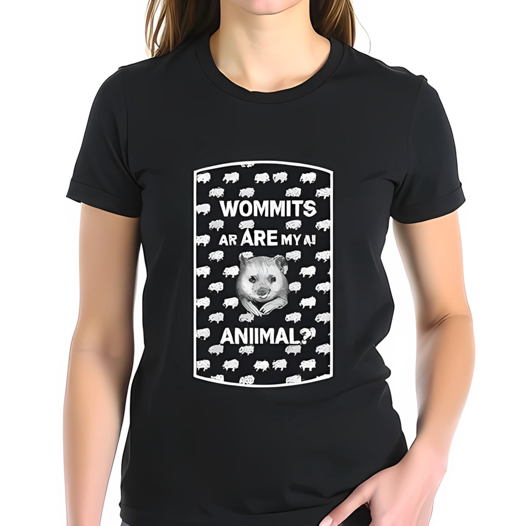 Cotton Short Sleeve T-Shirt with Wombat Graphic Design - Repeating ...
