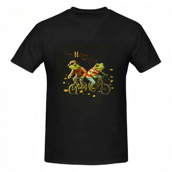 Cotton Short Sleeve T-Shirts for Women - Fun Frog Bicycle Design with ...