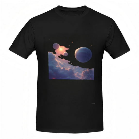 Cotton Short Sleeve T-Shirts for Women - Serene Cosmic Scene Design ...