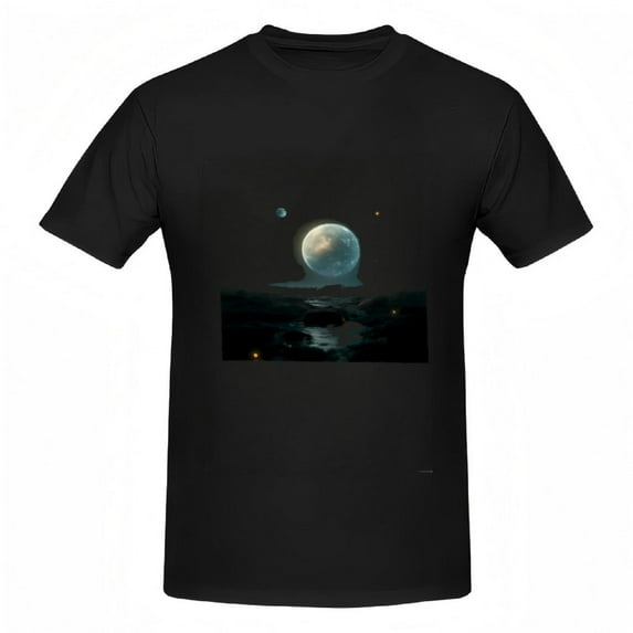 Cotton Short Sleeve T-Shirts for Women - Serene Night Sky Design with ...
