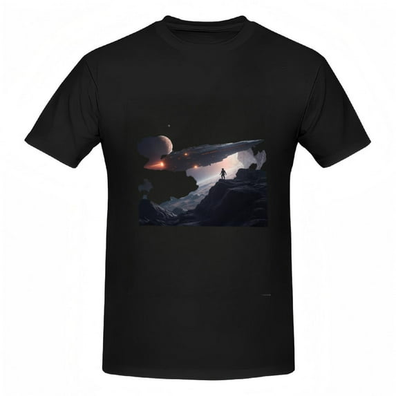 Cotton Short Sleeve T-Shirts with Cosmic Landscape Design - Ethereal ...