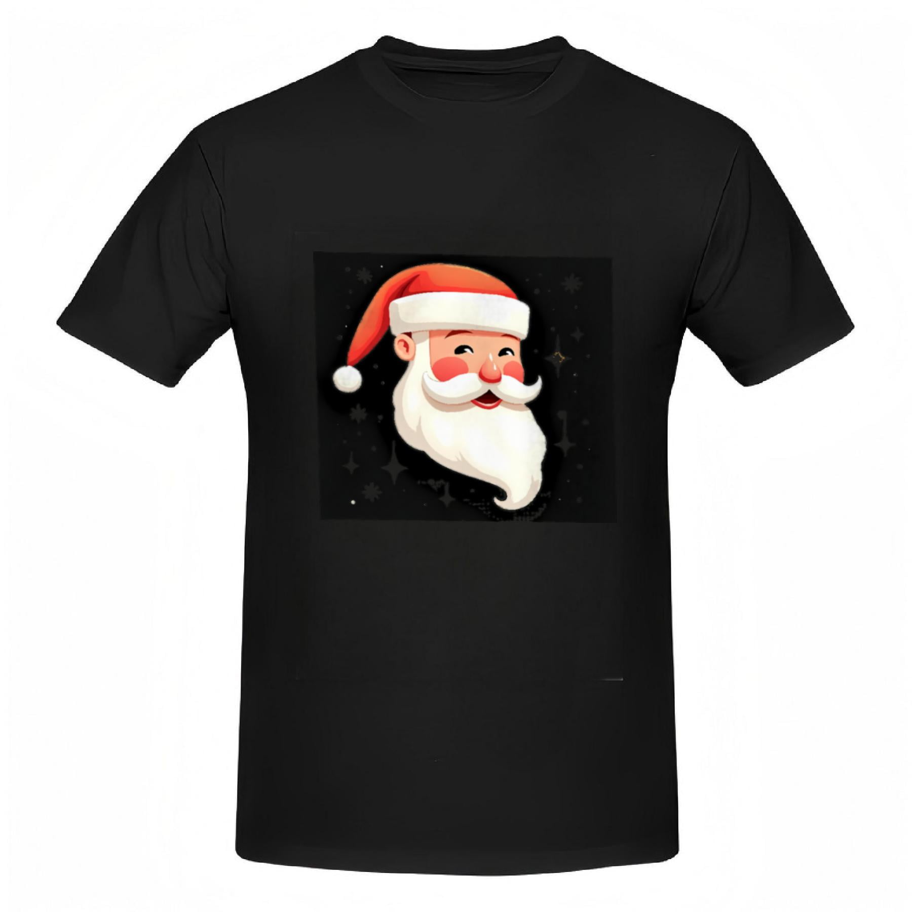 Cotton Short Sleeve T-Shirts with Fun Santa Claus Design - Red Hat ...