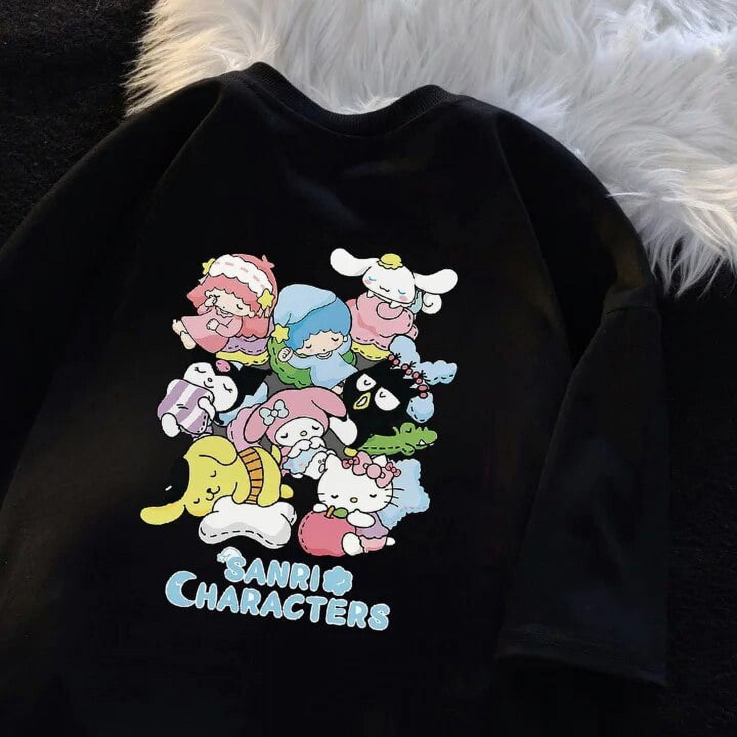 Cotton Short Sleeve T-shirt 2024 Summer Sanrio Laurel Dog Print Cute ...