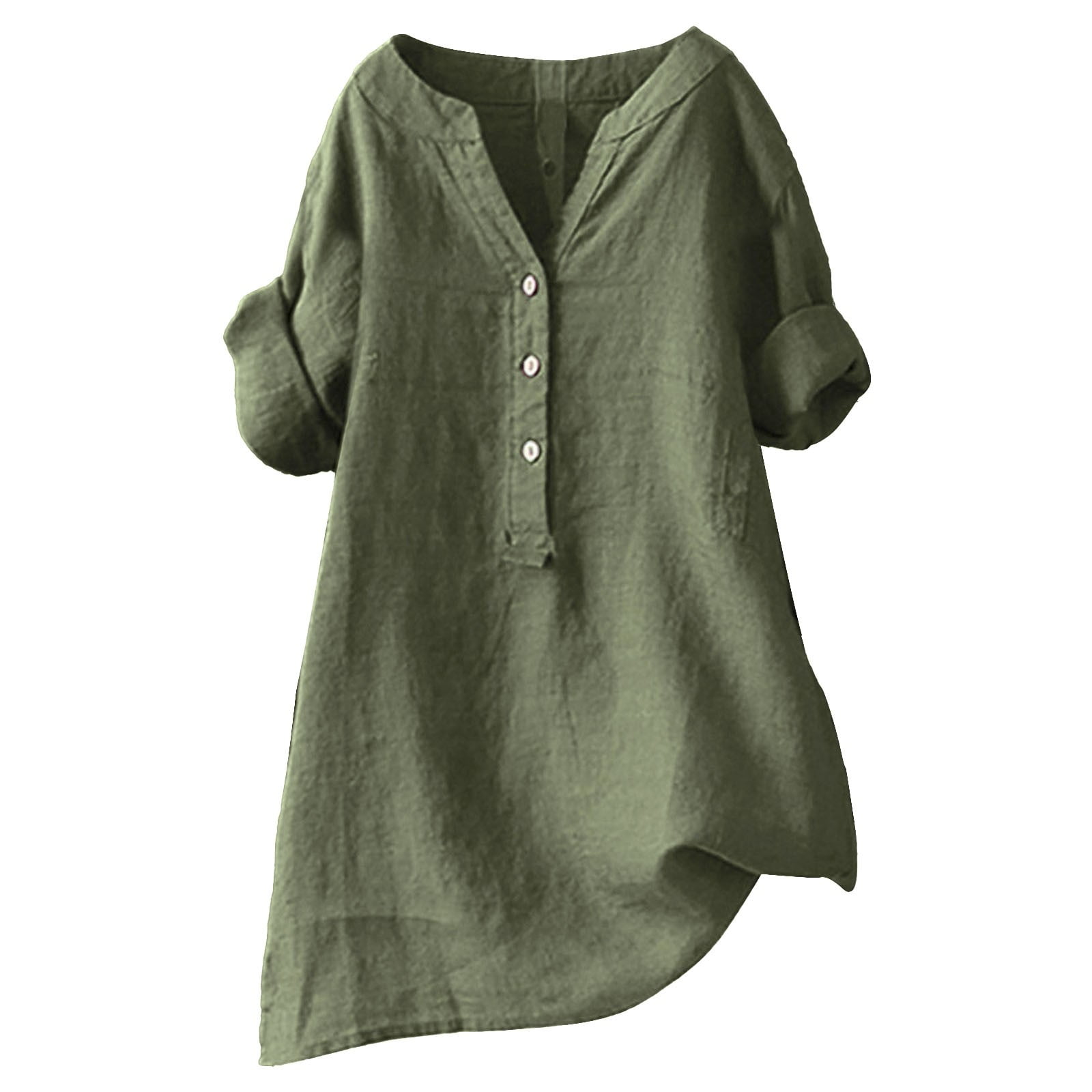 Cotton Short Sleeve Tops for Women Linen Women's Blouses 2026 Springs ...
