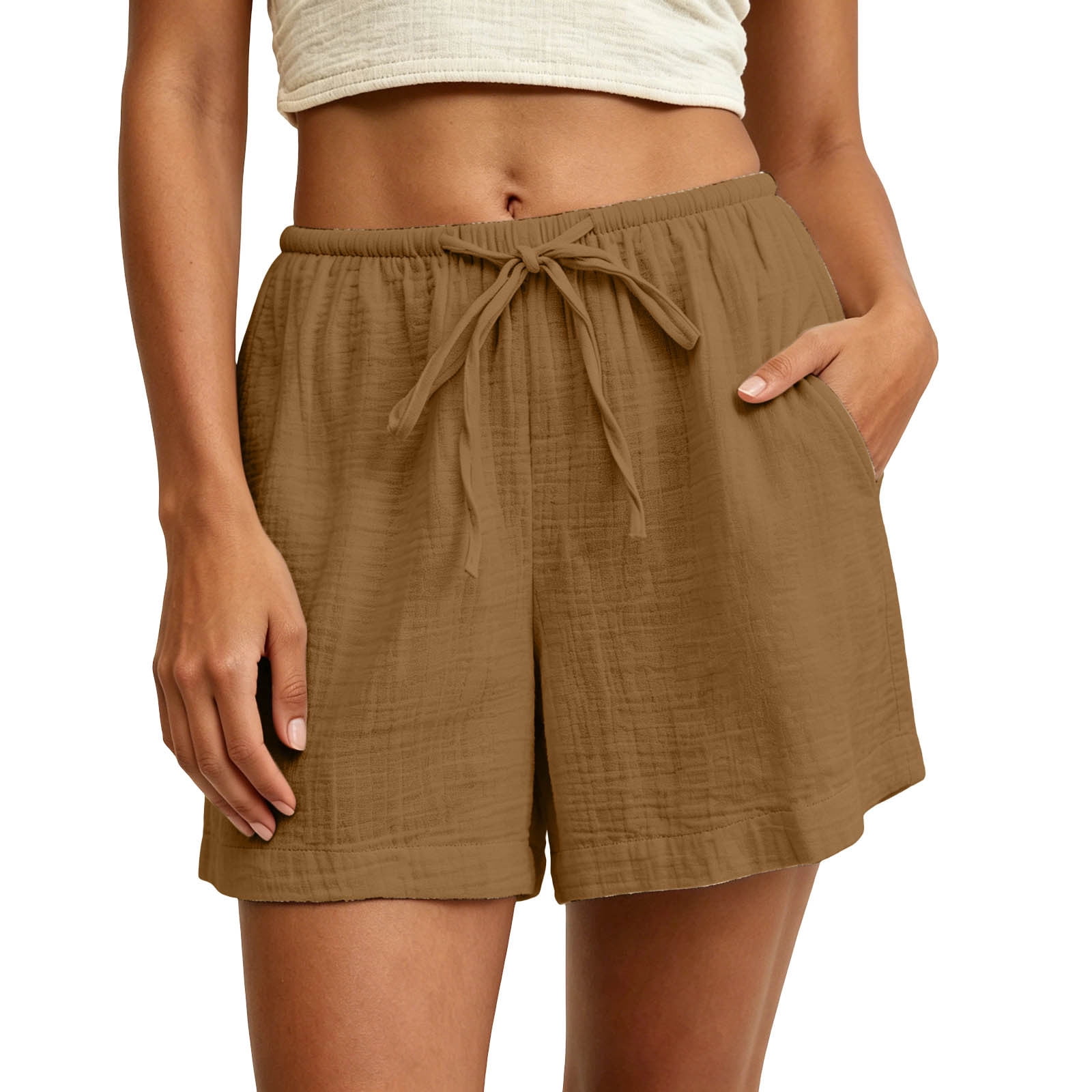 Cotton Shorts For Women 2026 Summer Lightweight Elastic High Waisted ...