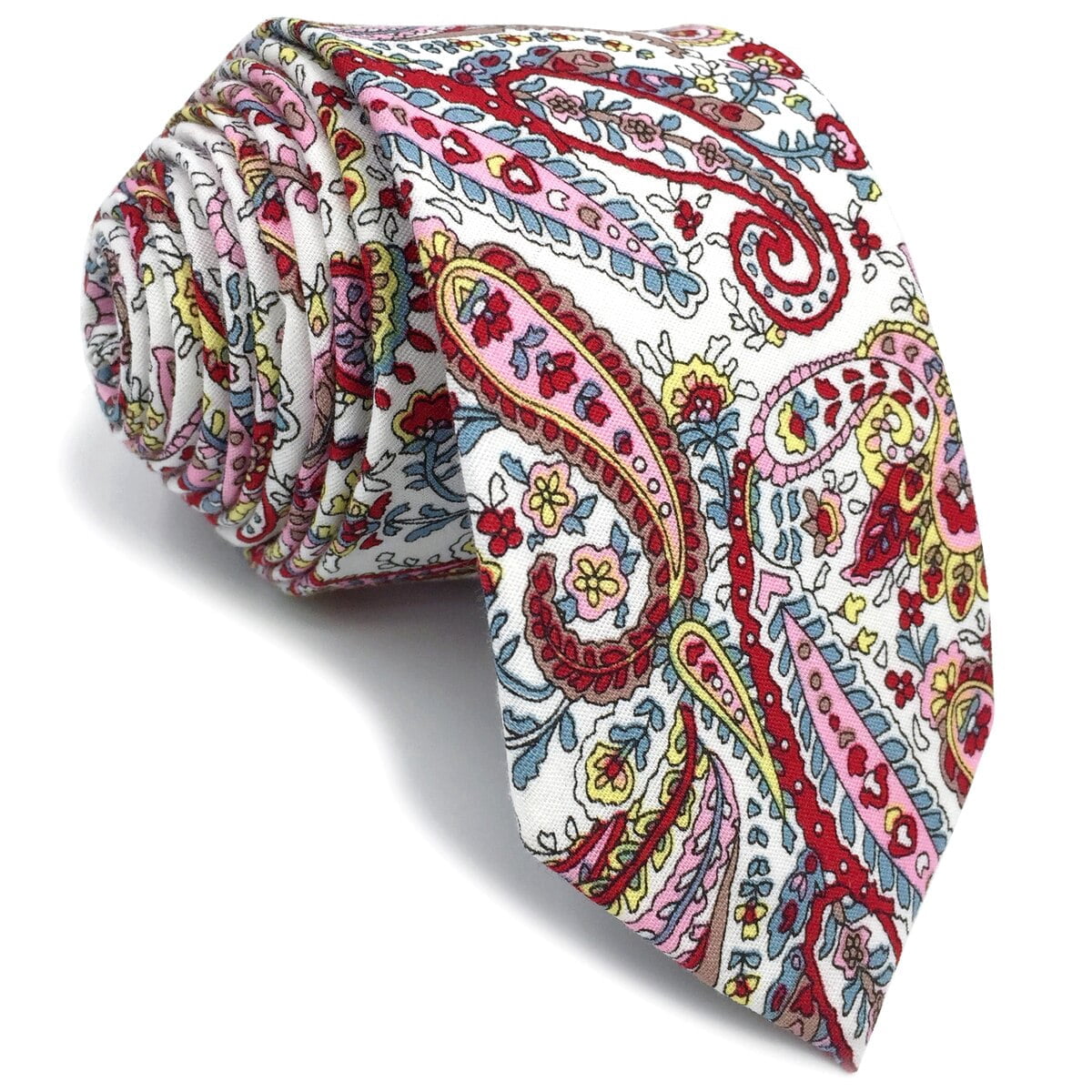 Cotton Silk Neckties for Men Skinny Neck Tie Printed Floral 02 ...