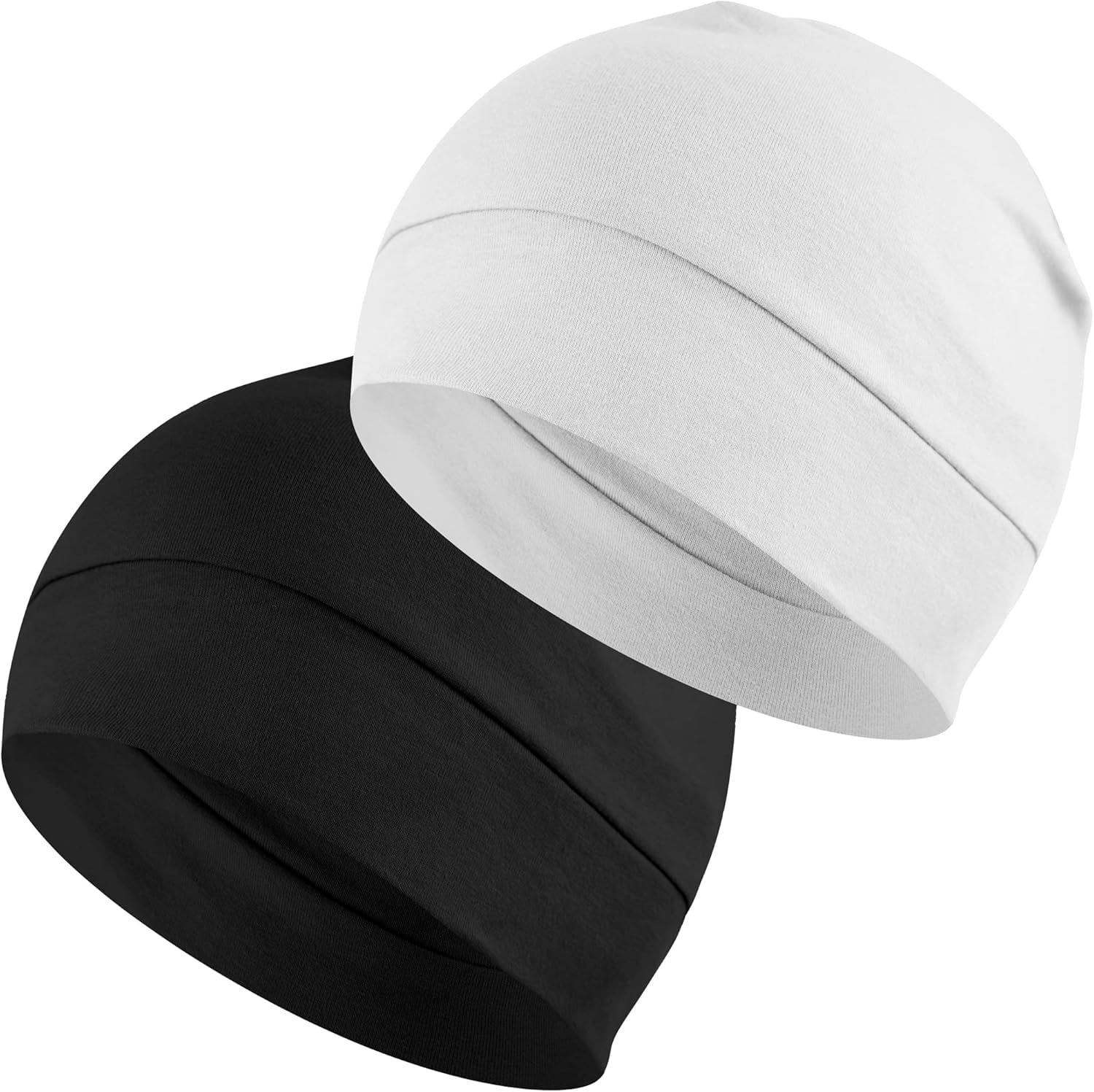 Cotton Skull Caps for Men Women, 2-Pack Lightweight Beanie Sleep Hats ...