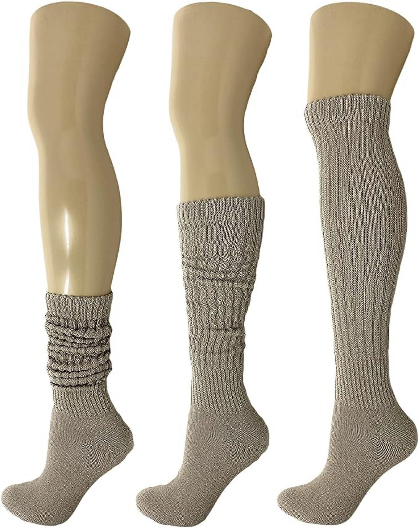 Cotton Slouch Boot Socks for Women Shoe Size 5 to 10 3 Pairs (Beige ...