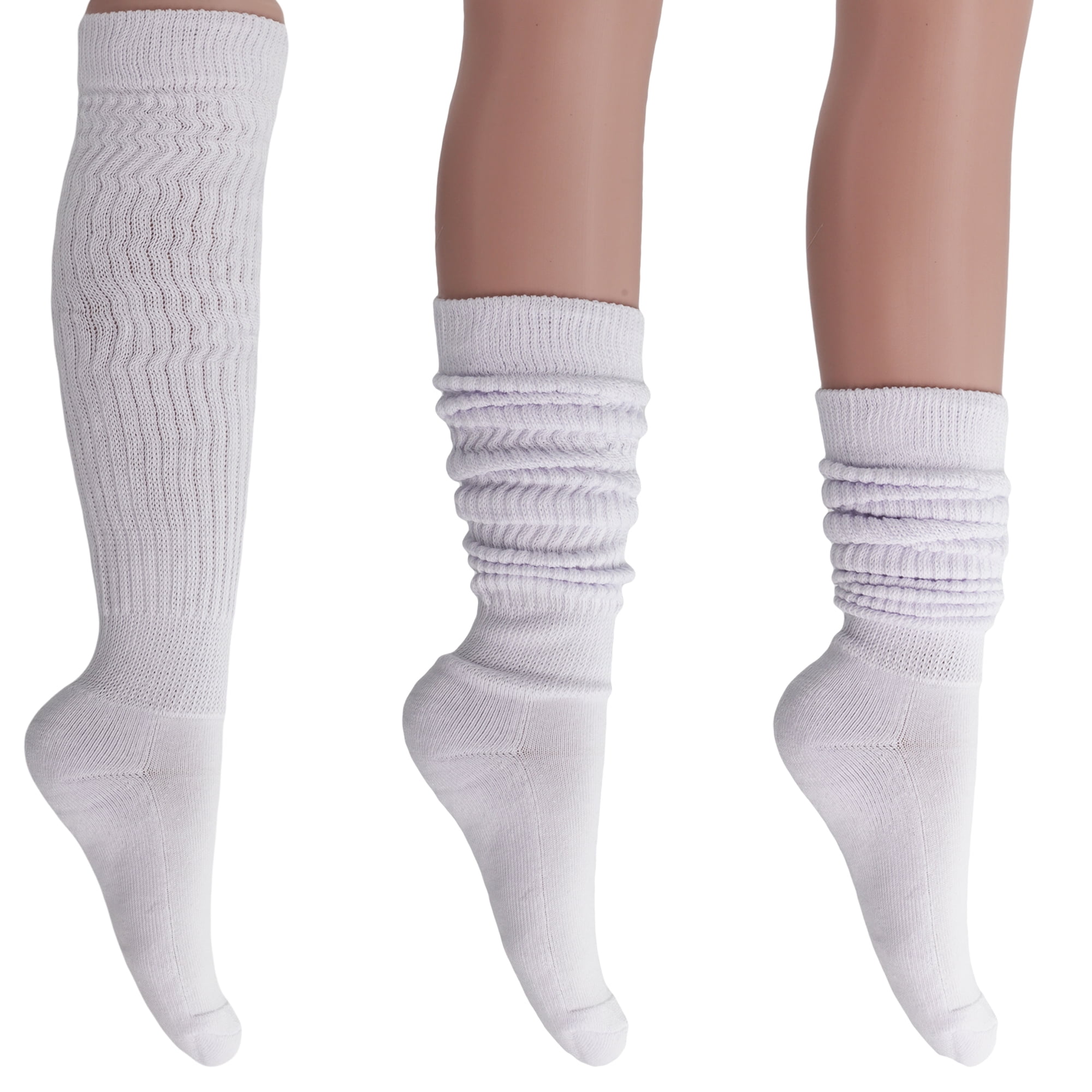 Cotton Slouch Boot Socks for Women Shoe Size 5 to 10 3 Pairs (White ...