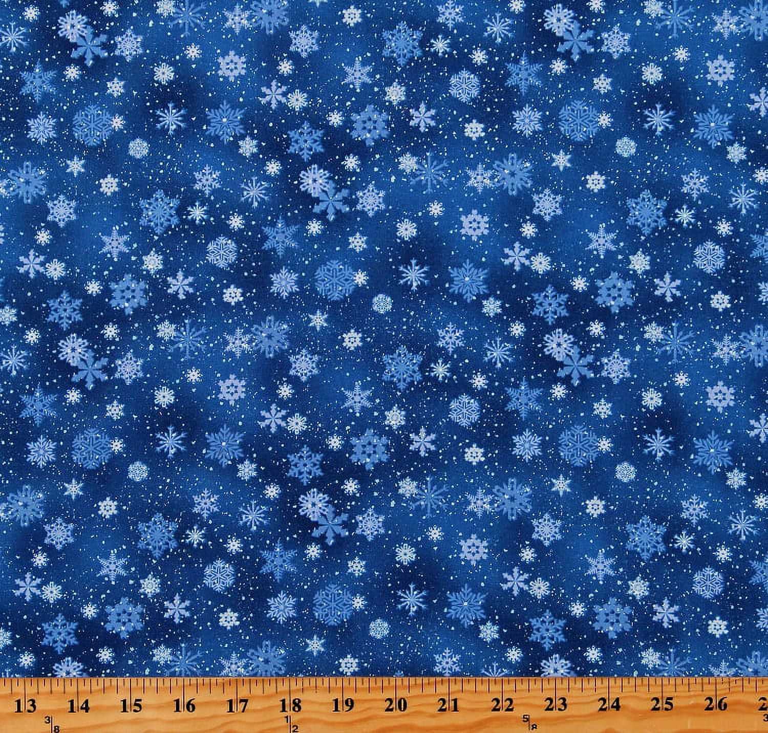 Cotton Snowflakes Snow on Royal Blue Landscape Medley Winter Holiday ...