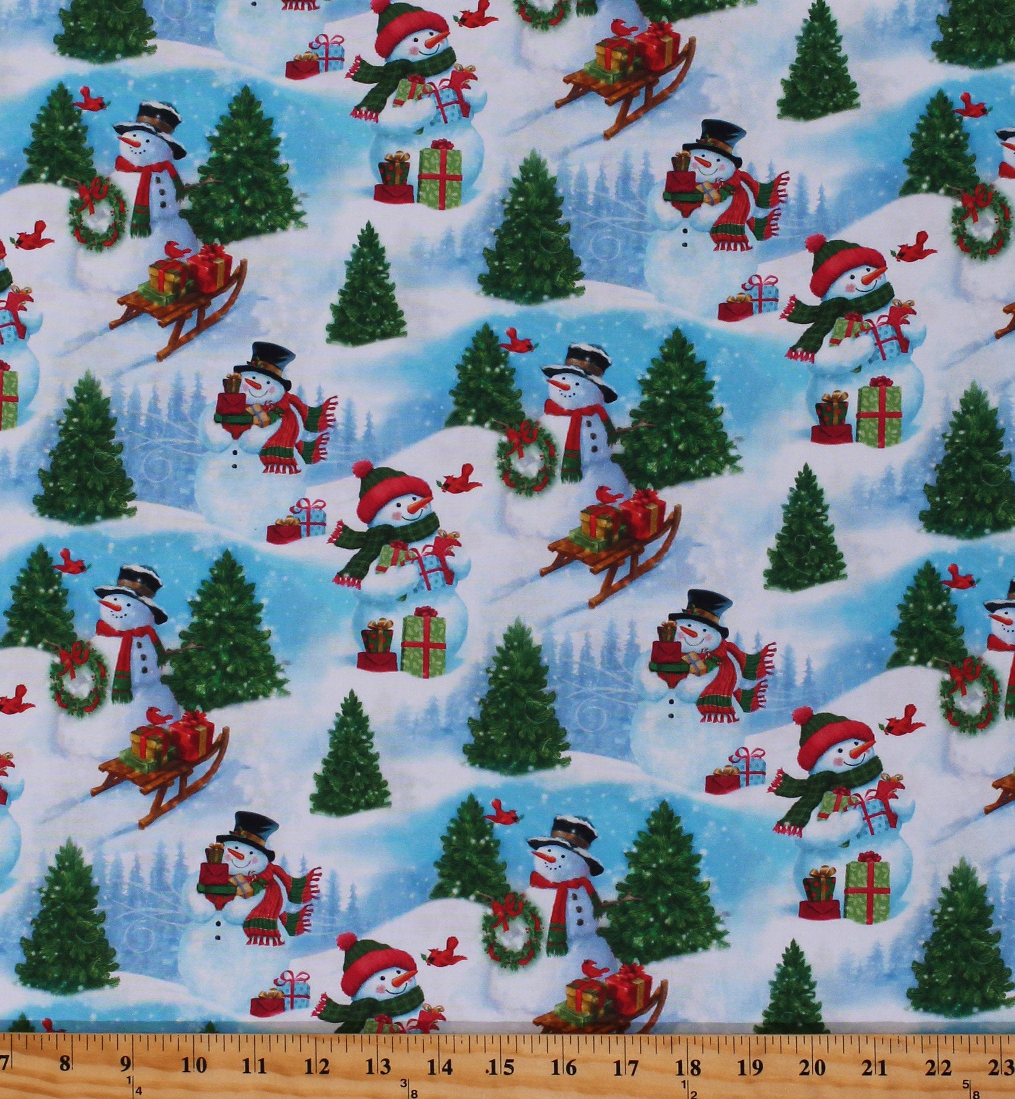 Cotton Snowmen Winter Holidays Christmas Snow Snowflakes Sleds Frosty ...