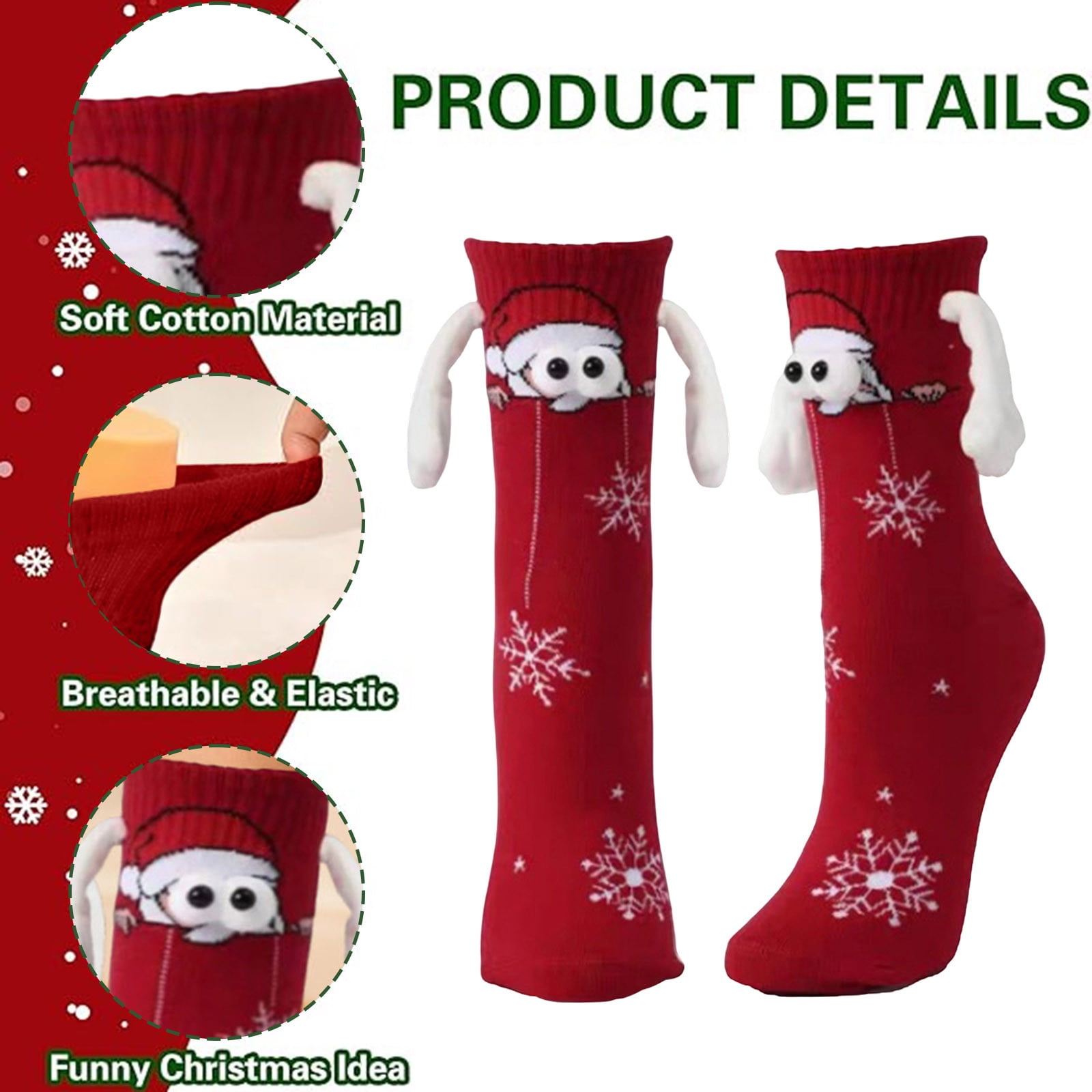 Cotton Sock Christmas Socks Magnetic Hand Holding Socks Funny Christmas ...