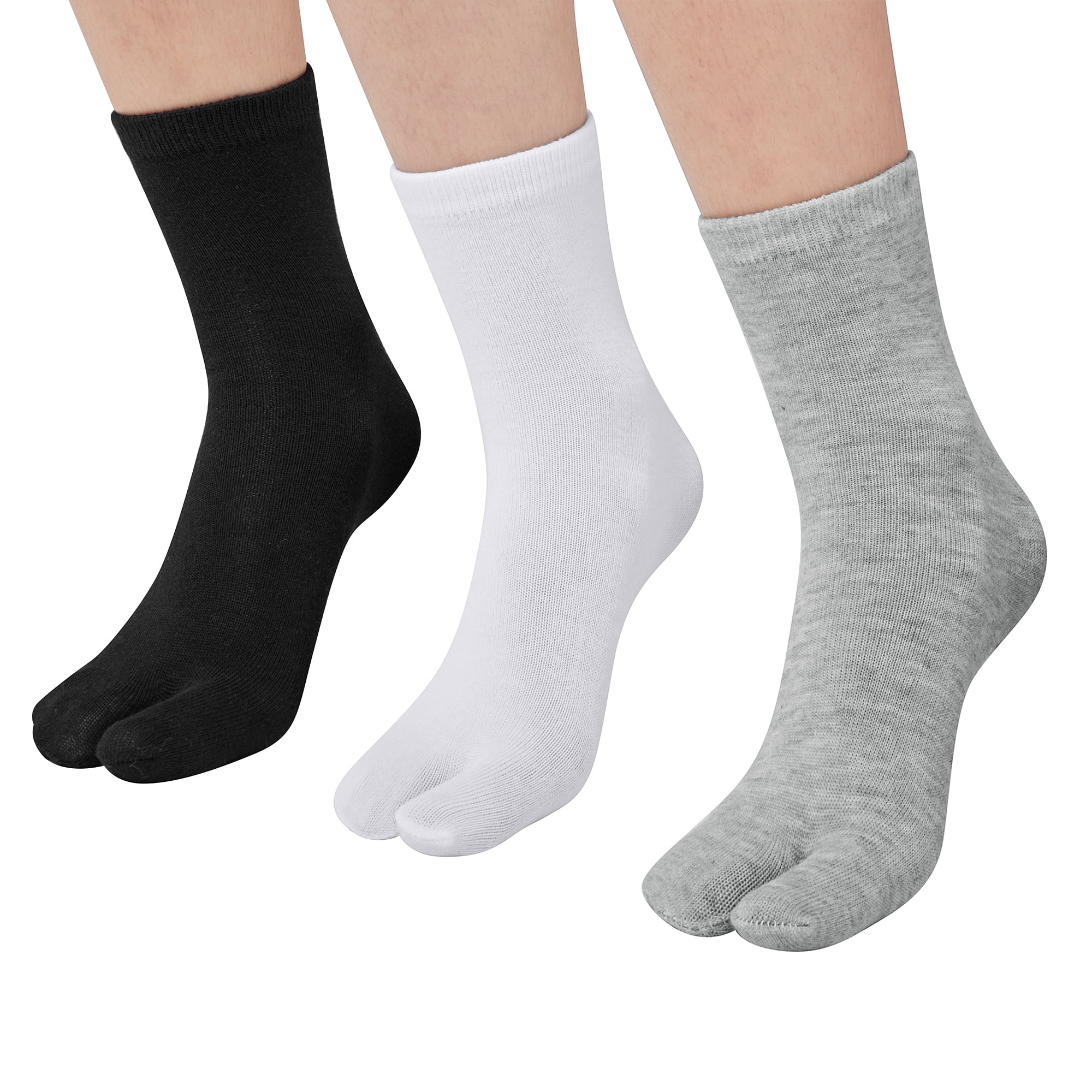 Cotton Socks, Two Toe Socks, Elastic Cotton Tabi Socks 3 Pairs, Black ...