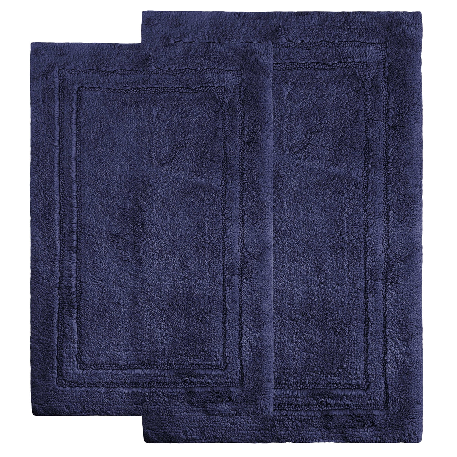 Cotton Solid 2-Piece Navy Blue Highly Absorbent Non-Slip Backing Bath ...