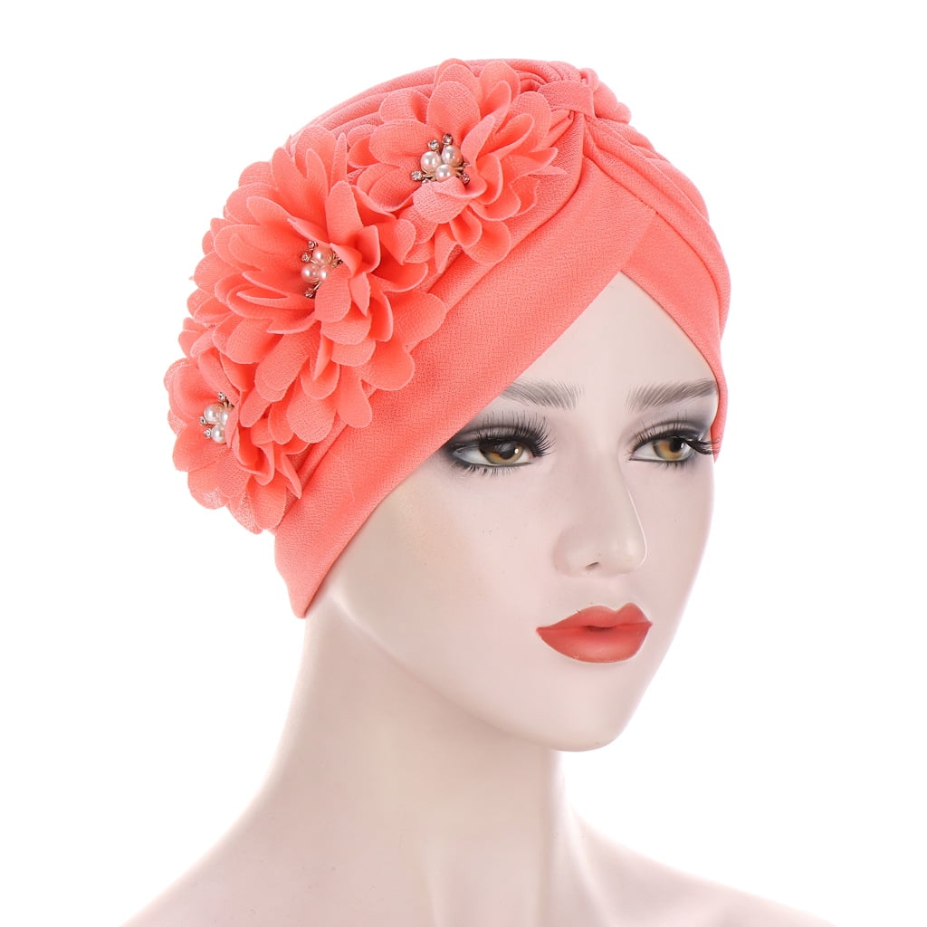 New Cotton Solid Folds Pearl Muslim Turban Scarf Women Islamic Inner ...