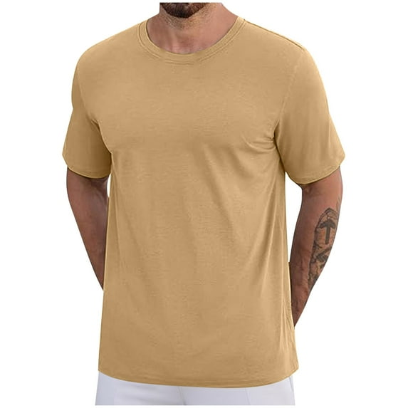 Cotton Solid Tees for Men Plus Size Short Sleeve Crew Neck T-Shirts ...