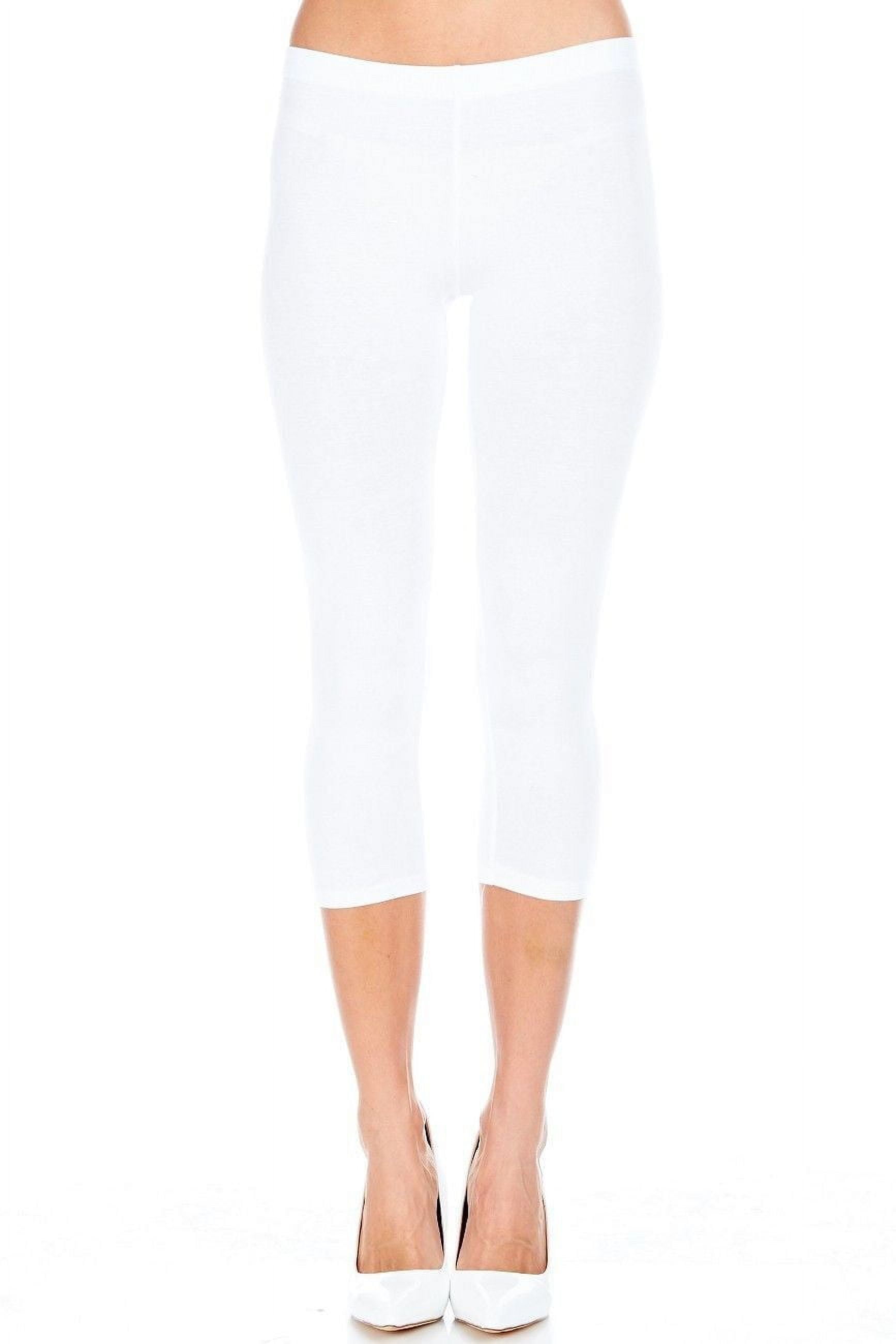 Cotton Spandex Capri Leggings Below Knee Plain Solid Stretchy Capris ...
