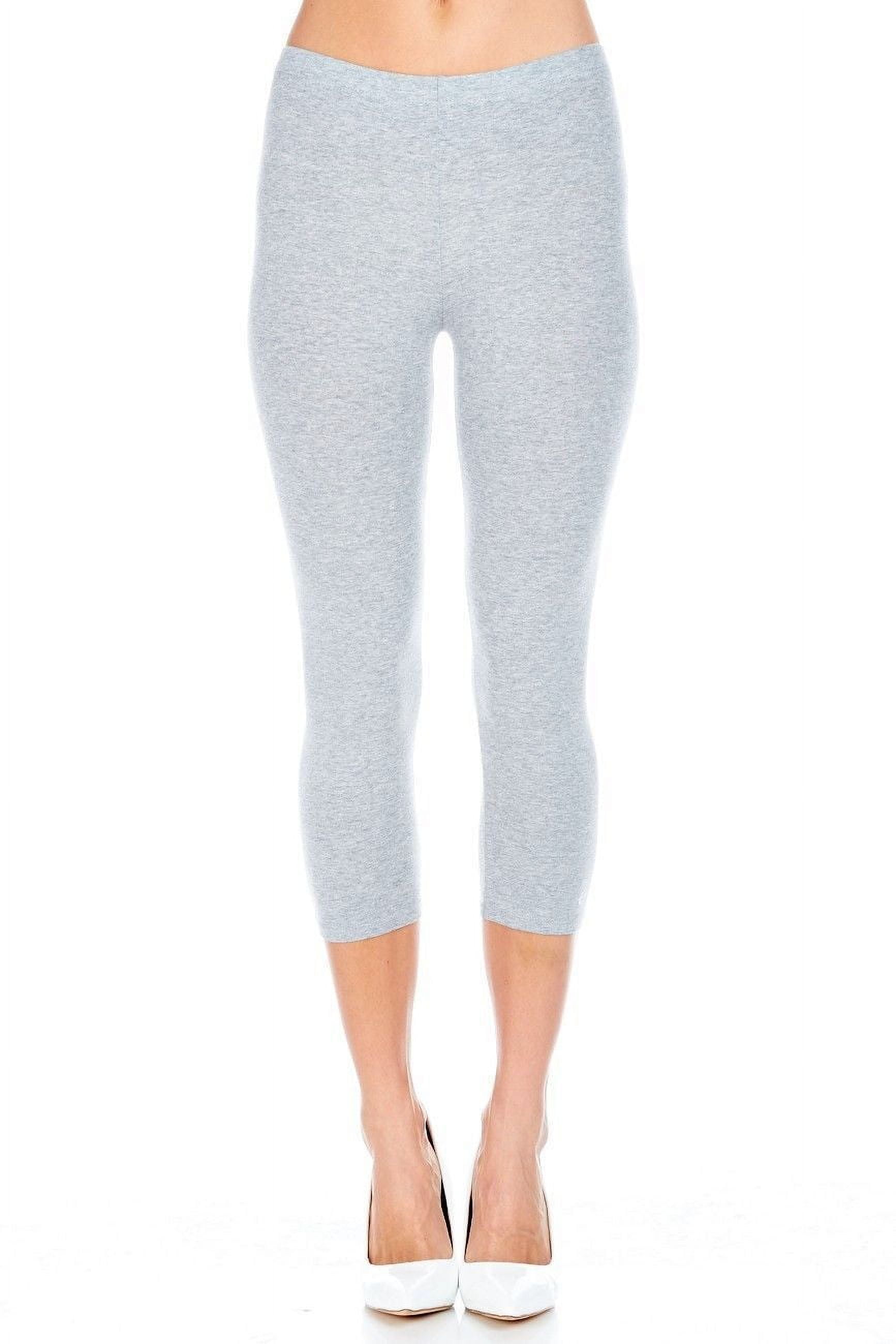 Cotton Spandex Capri Leggings Below Knee Plain Solid Stretchy Capris ...