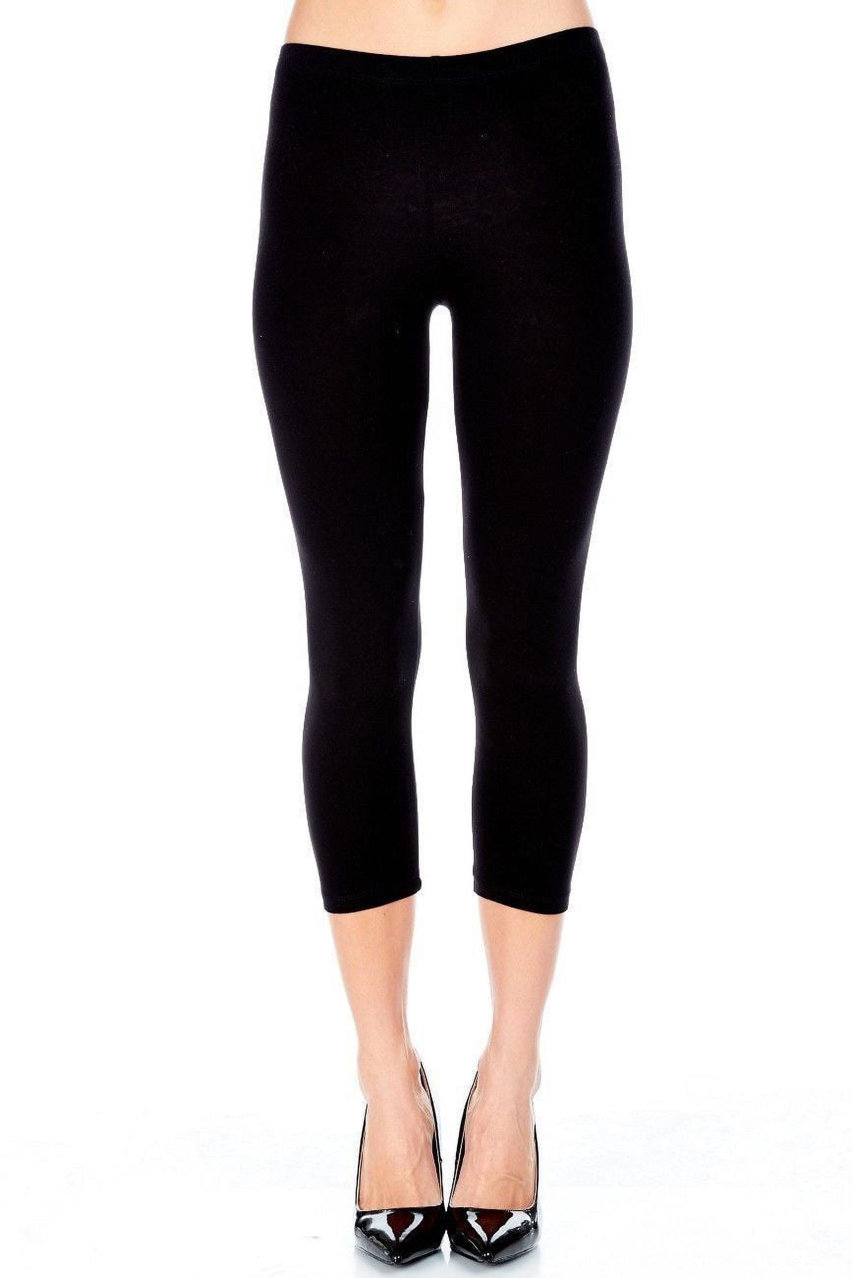 Cotton Spandex Capri Leggings Below Knee Plain Solid Stretchy Capris ...