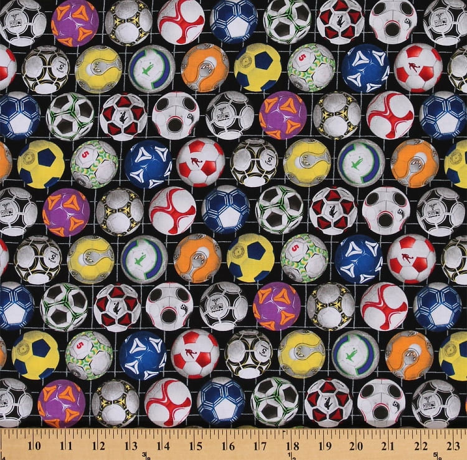 Cotton Sports Soccer Balls Ball Multi Color Cotton Fabric Print by the ...