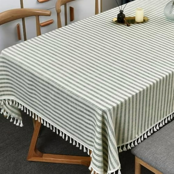 Cotton Square Tablecloth Olive Green Striped Tablecloths Spring Outdoor ...