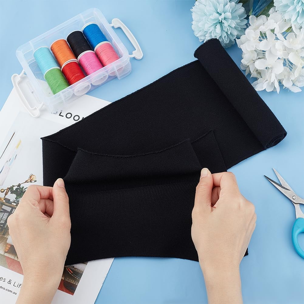 Cotton Strechy Kintted Rib Fabric Black Tubular Rib Knit Fabric Ribbing ...