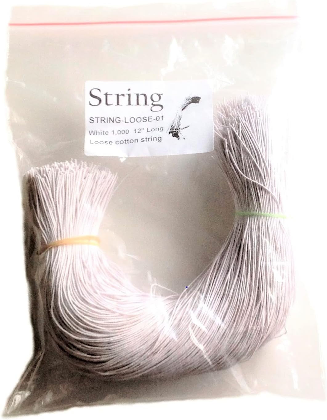 Cotton String, Pre-Cut to 12-inch Lengths, White (LMS-2501) - Bag of ...