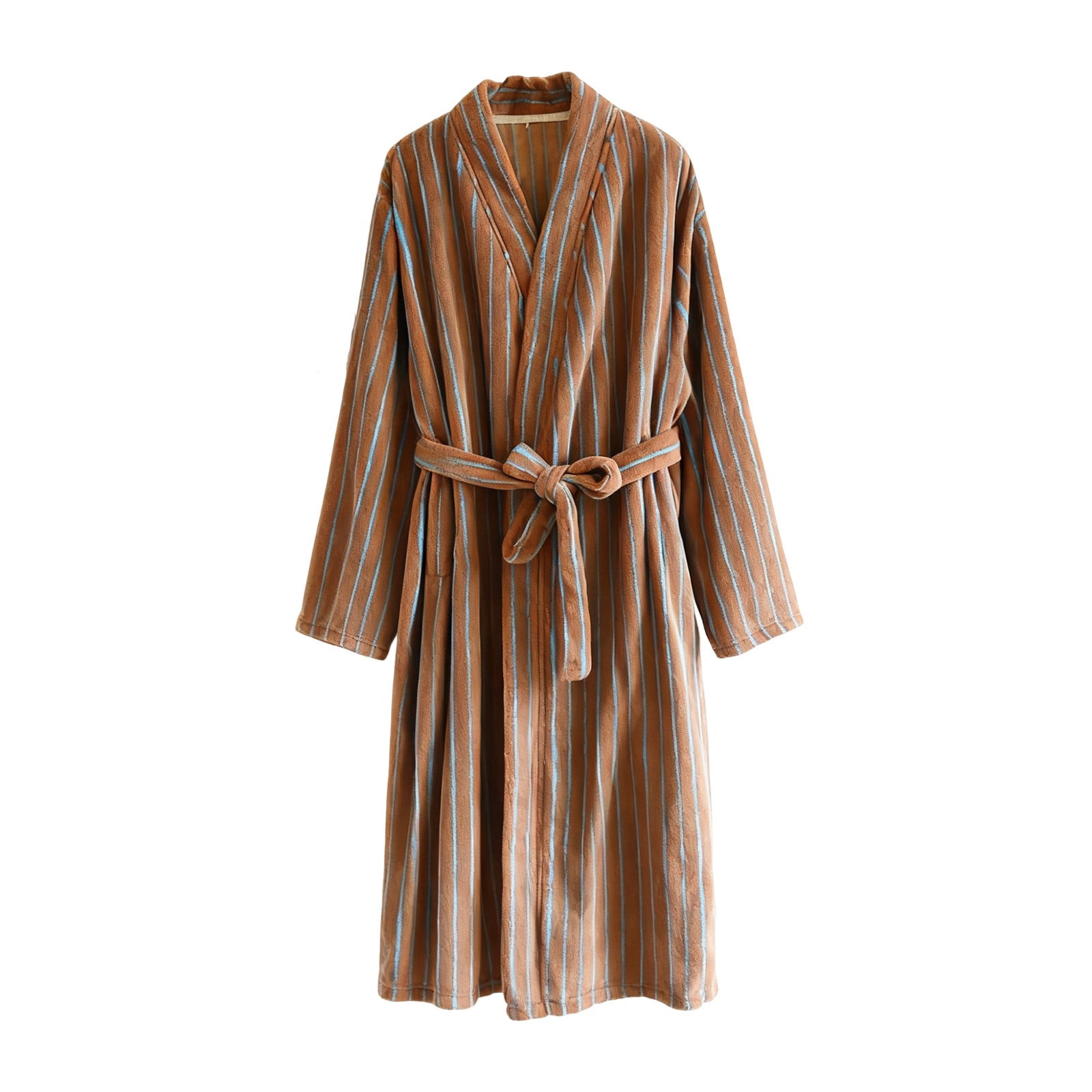Cotton Stripe Bathrobe for Women Fall Winter Kimono Soft Terry Cloth ...