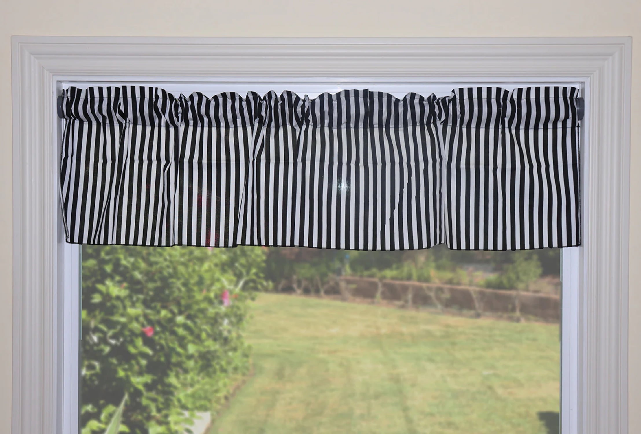 cotton stripe window valance 58 wide 1 inch stripe black and white ...