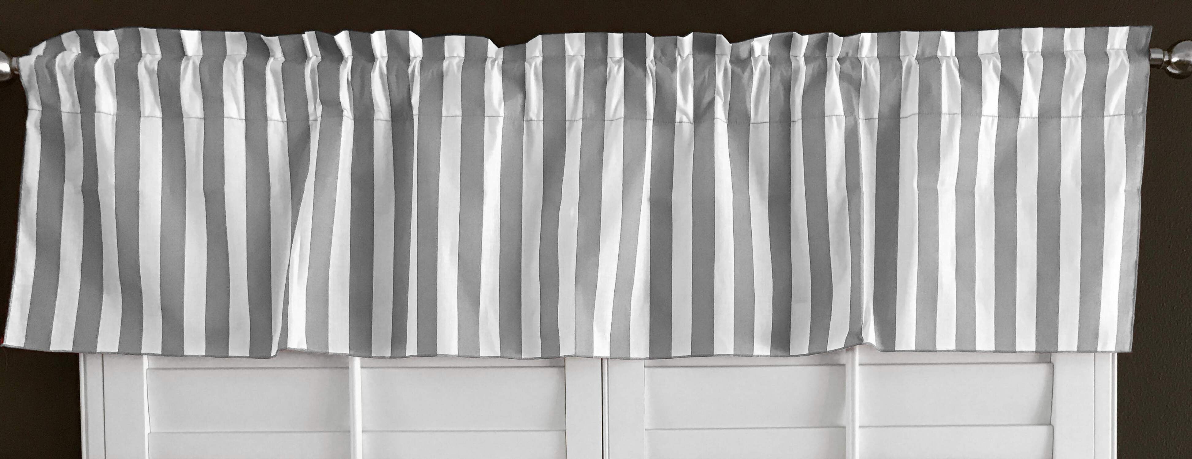 Cotton Stripe Window Valance 58" Wide 1 Inch Stripe Grey - Walmart.com