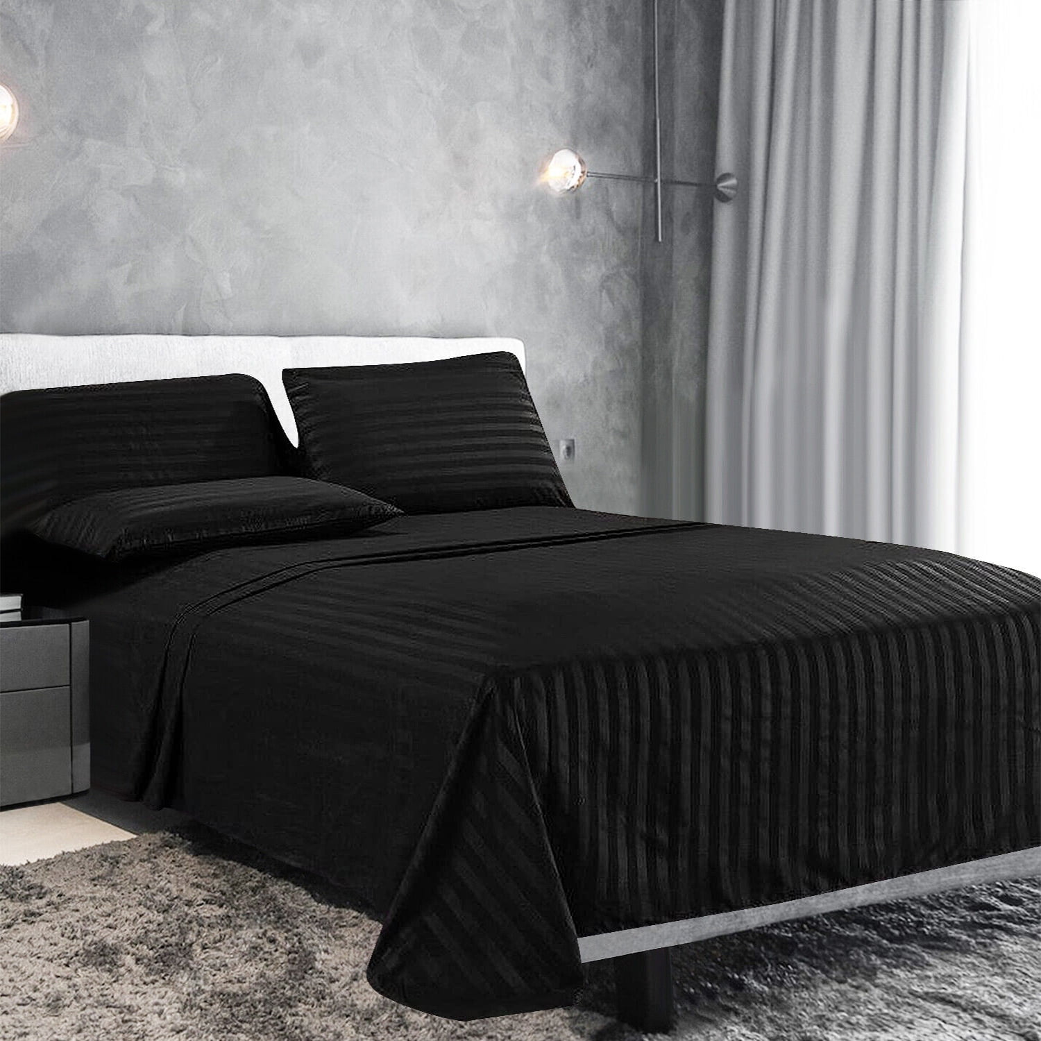 Cotton Striped Sheet Set - 400 Thread Count with 15" Deep Pocket ...
