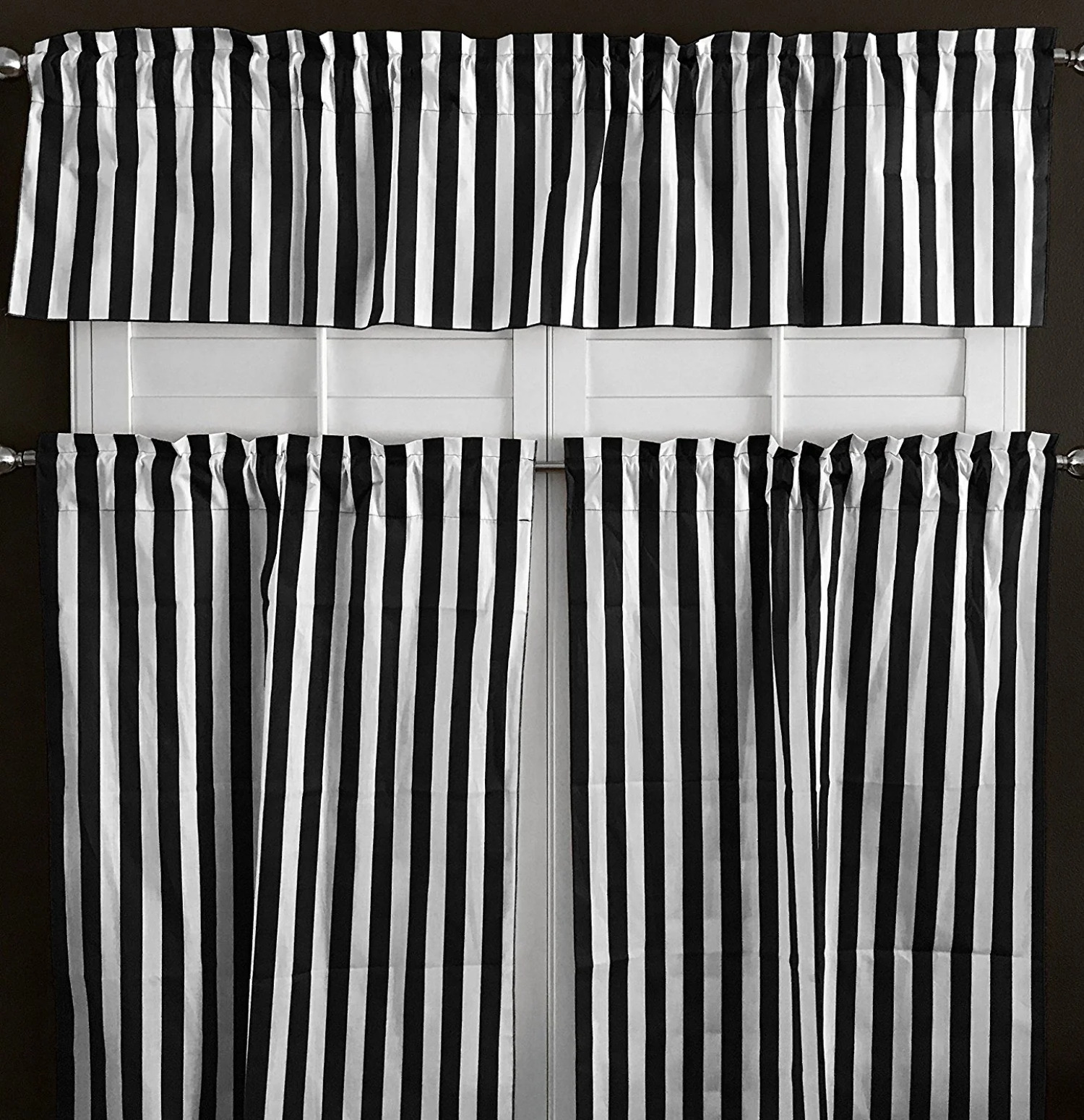 Cotton Stripes 3 Piece Window Valance Set (11 Colors) - Walmart.com