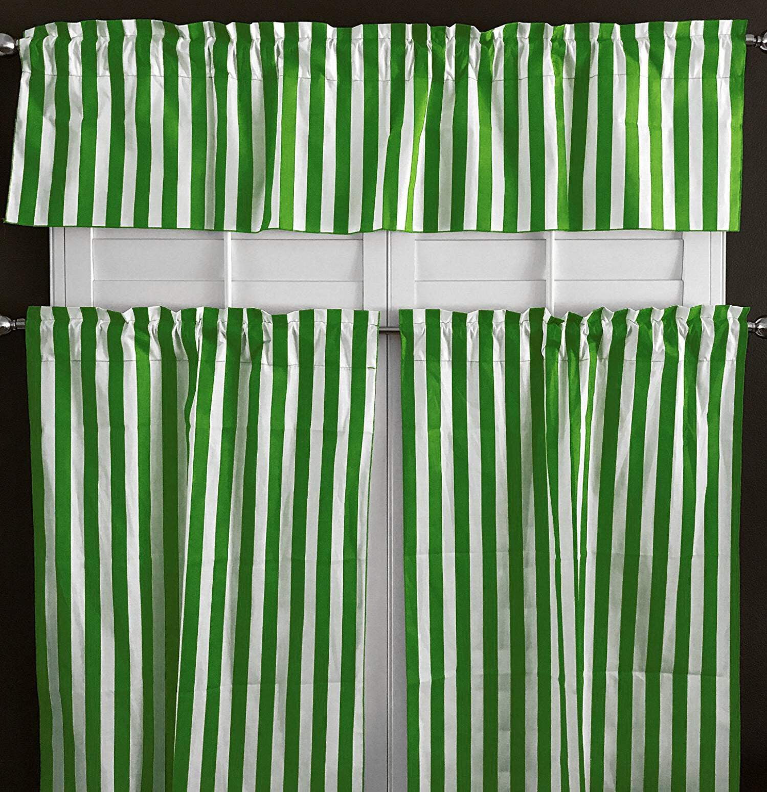 Cotton Stripes 3 Piece Window Valance Set (11 Colors) - Walmart.com