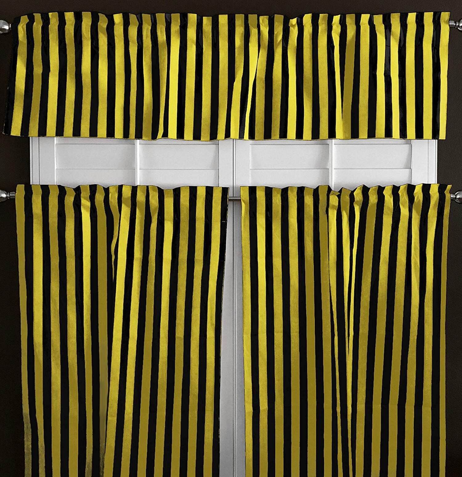 Cotton Stripes 3 Piece Window Valance Set (11 Colors) - Walmart.com