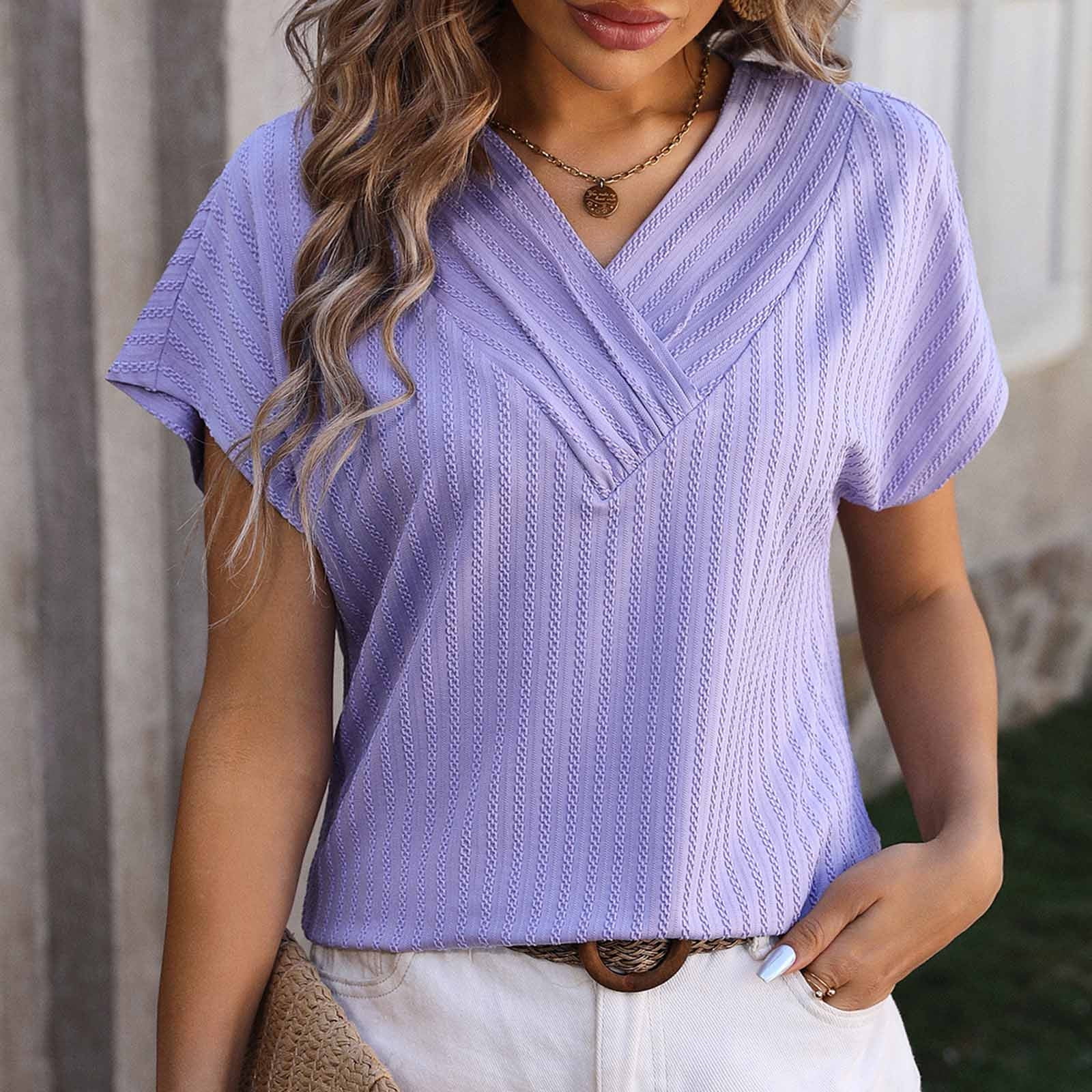 Cotton Summer Blouses for Women 2025 Women Short Sleeve Tops for Work ...