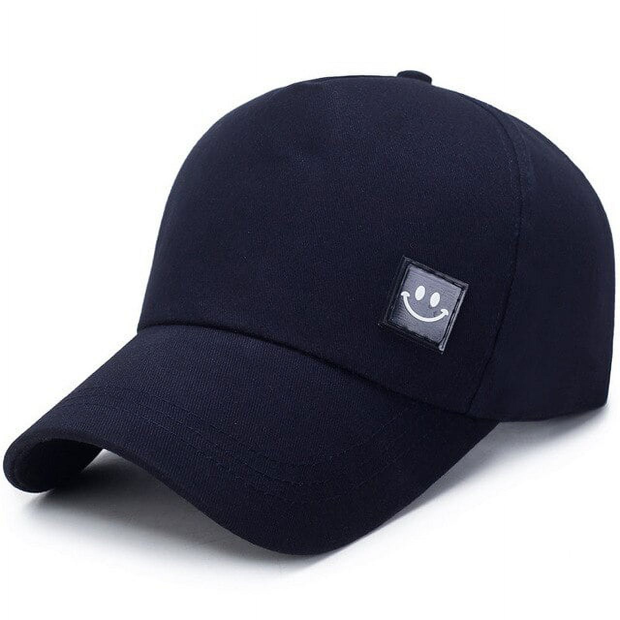 Cotton Sunscreen Baseball Cap Men Casual Leather Label Smiley Sun Hat ...