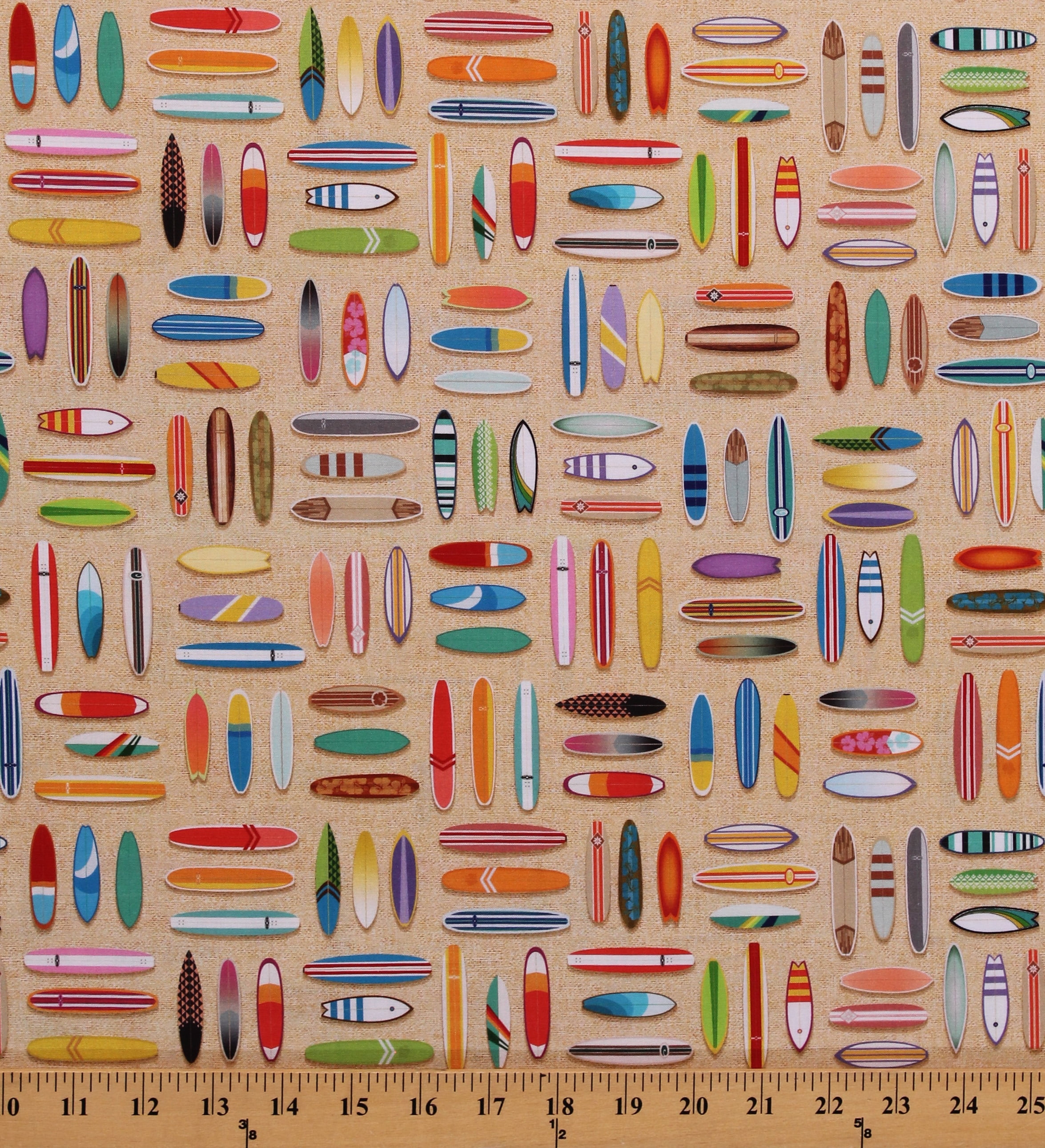 Cotton Surfing Life Beach Ocean Surfboards Tropical Garden Aloha Tan ...