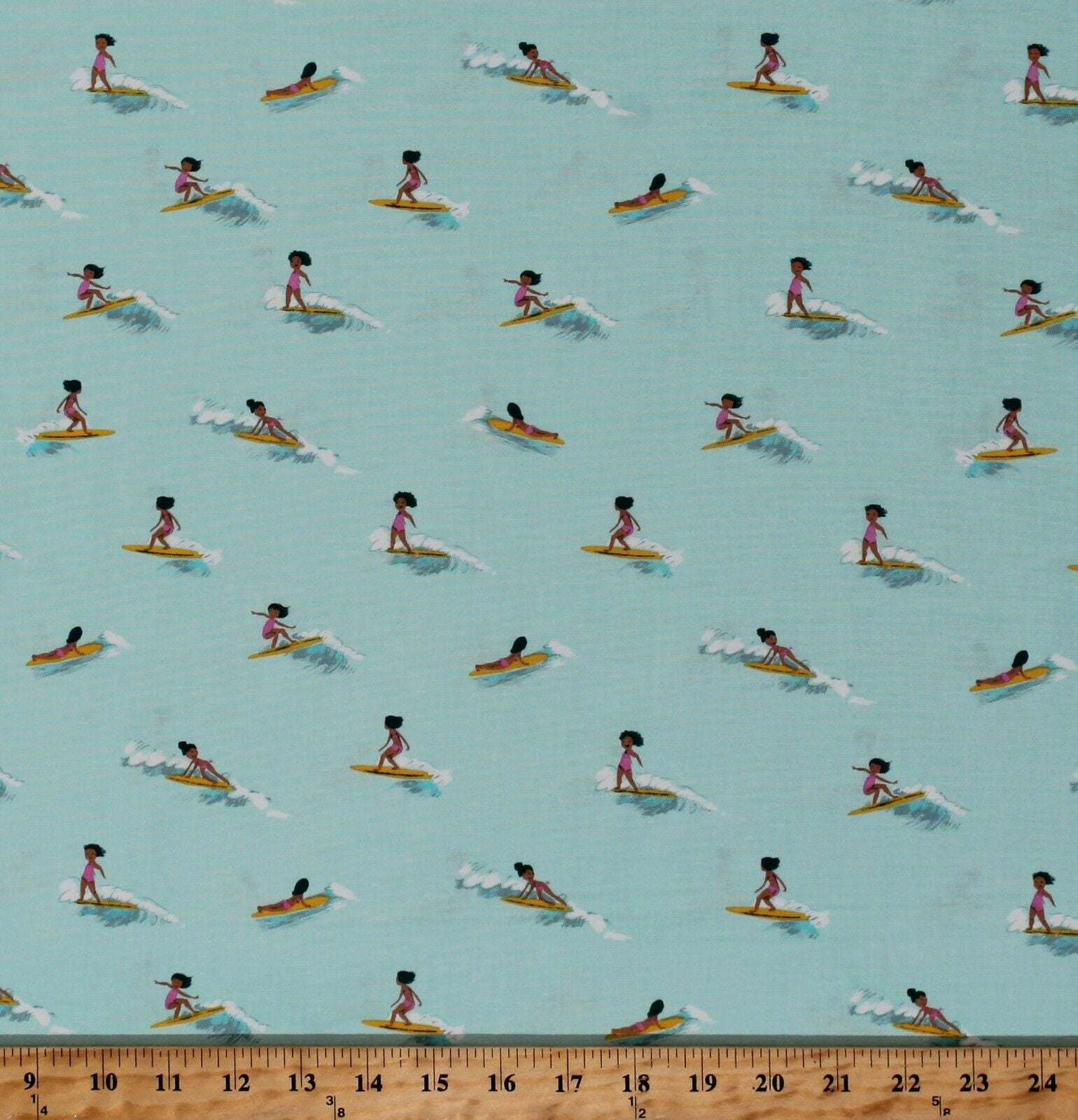 Cotton Surfing Surf Boards Ocean Malibu Mint Cotton Fabric Print by the ...