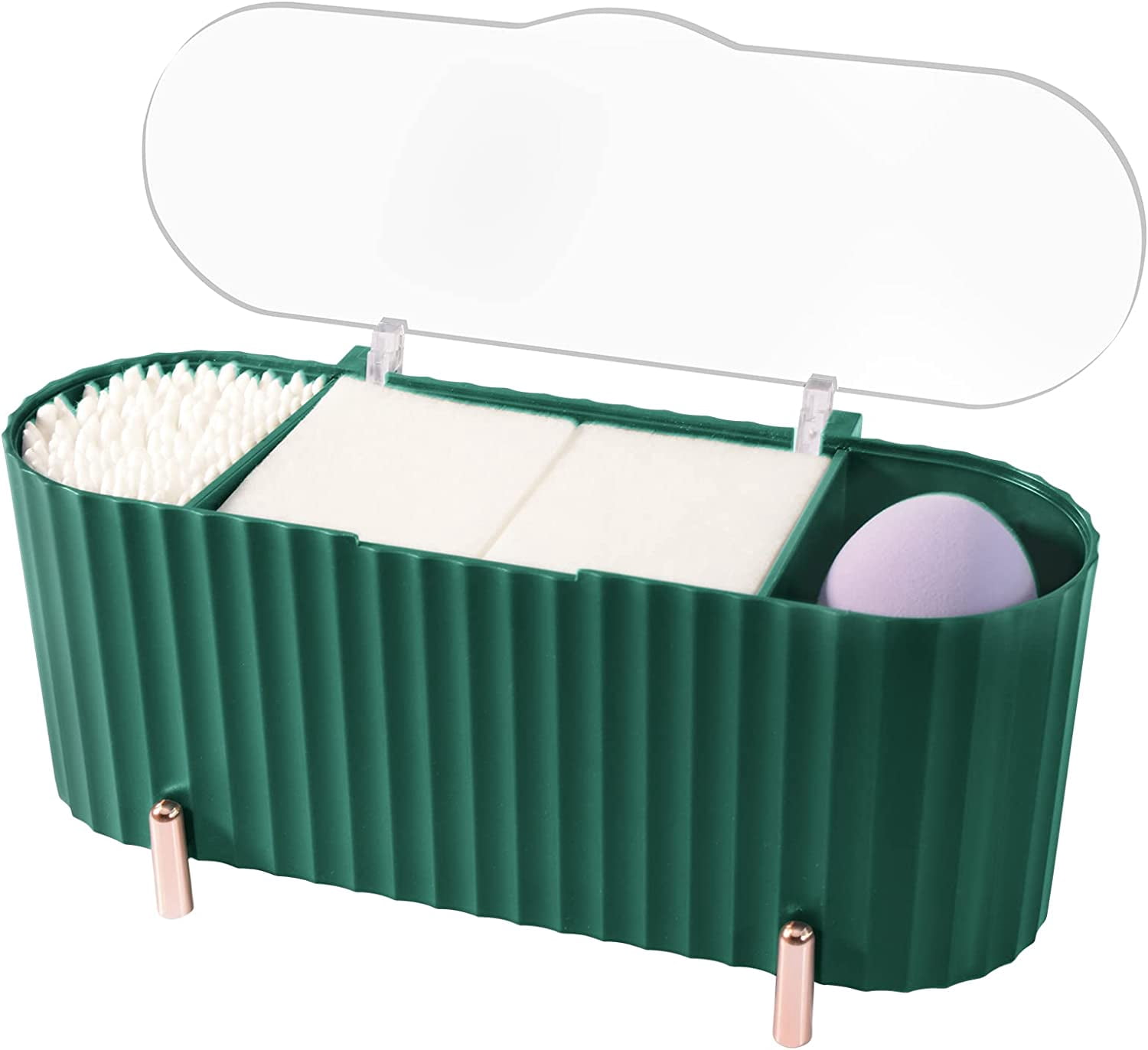 Cotton Swab Storage Dispenser with Lid, 3 Compartments Qtip Organizer ...