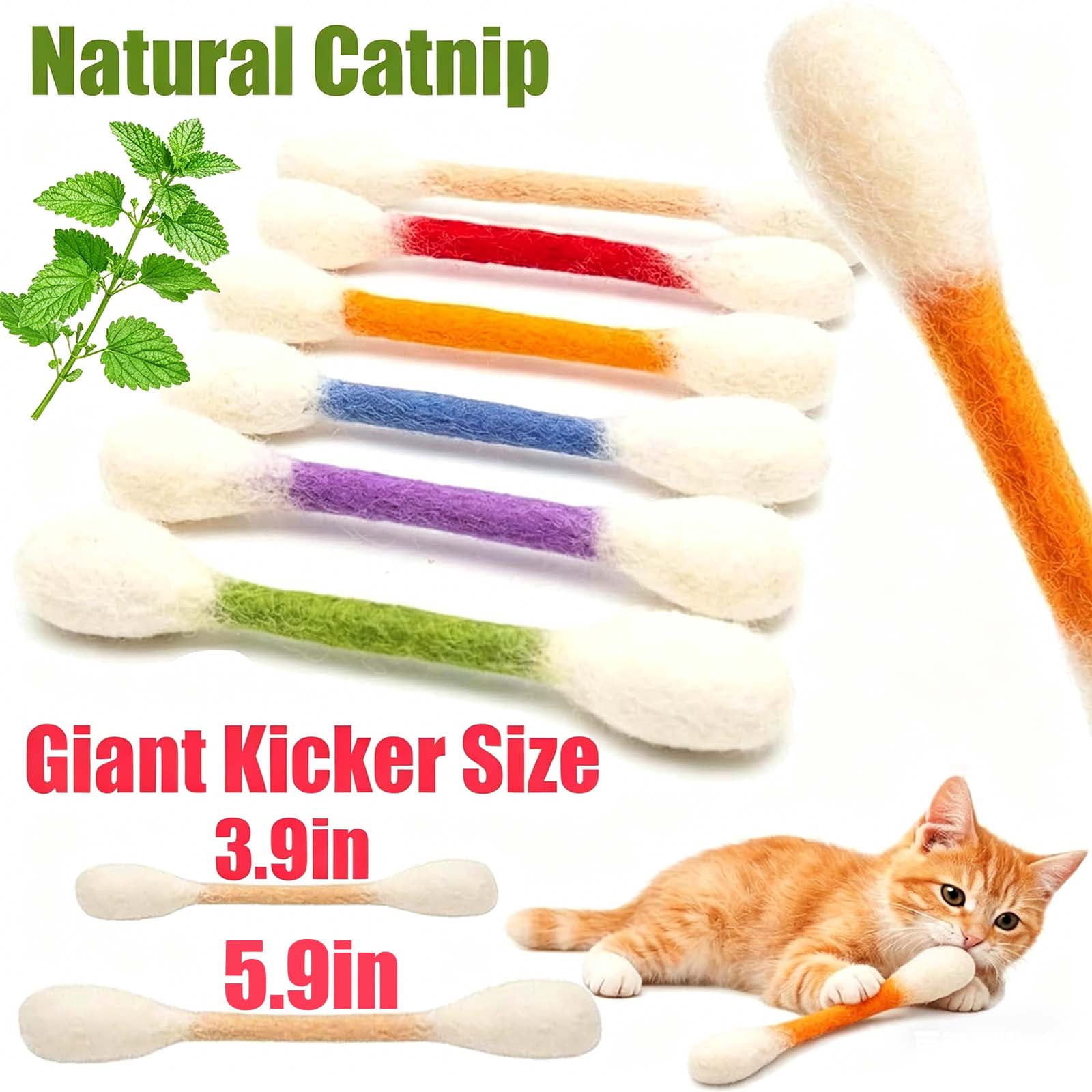 Cotton Swabs Cat Toys with Catnip, 6 Pk Giant Kitten Chew Sticks for ...