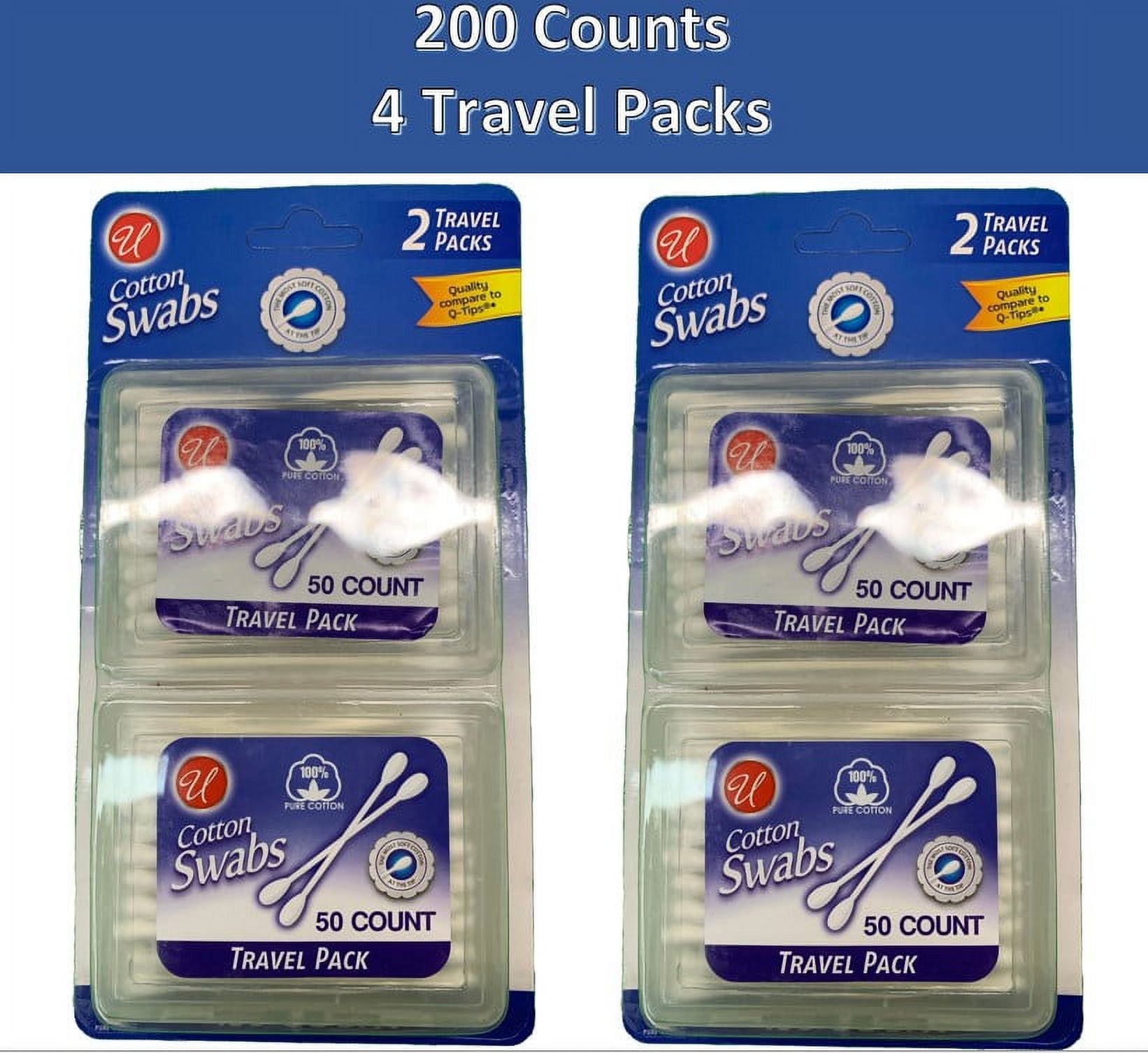 Cotton Swabs, for Beaty, Hygiene, First Aid, Travel Pack 200 Counts 4 ...