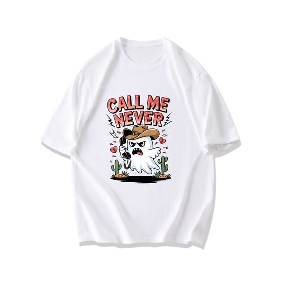 Cotton T Shirt Black Call Me Never Ghost With Cowboy Hat And Cactus ...