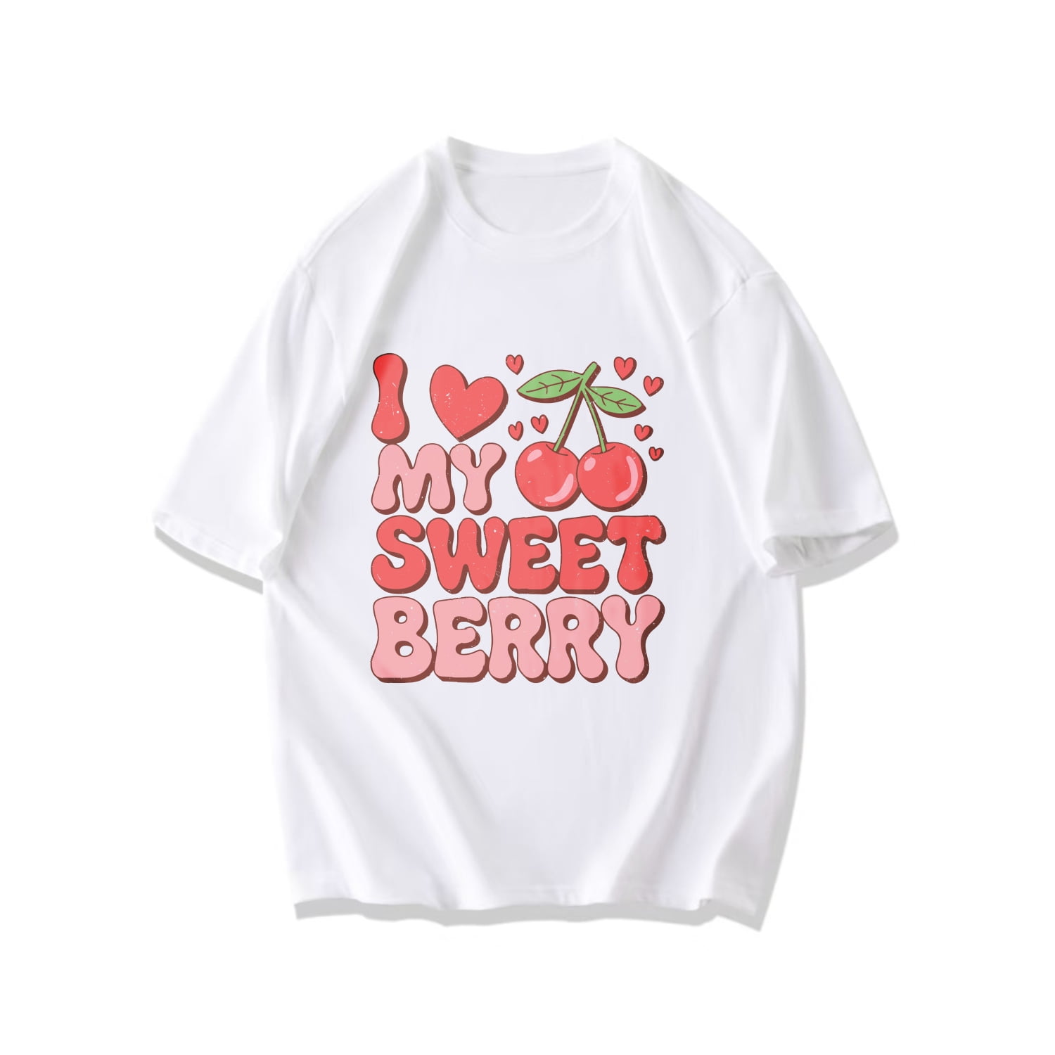 Cotton T Shirt Black I Love My Sweet Berry Cherry Print For Casual Wear ...