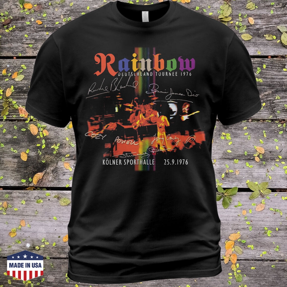 Cotton T-Shirt Rainbow Live in Germany 1976 Tee Ritchie Blackmore ...