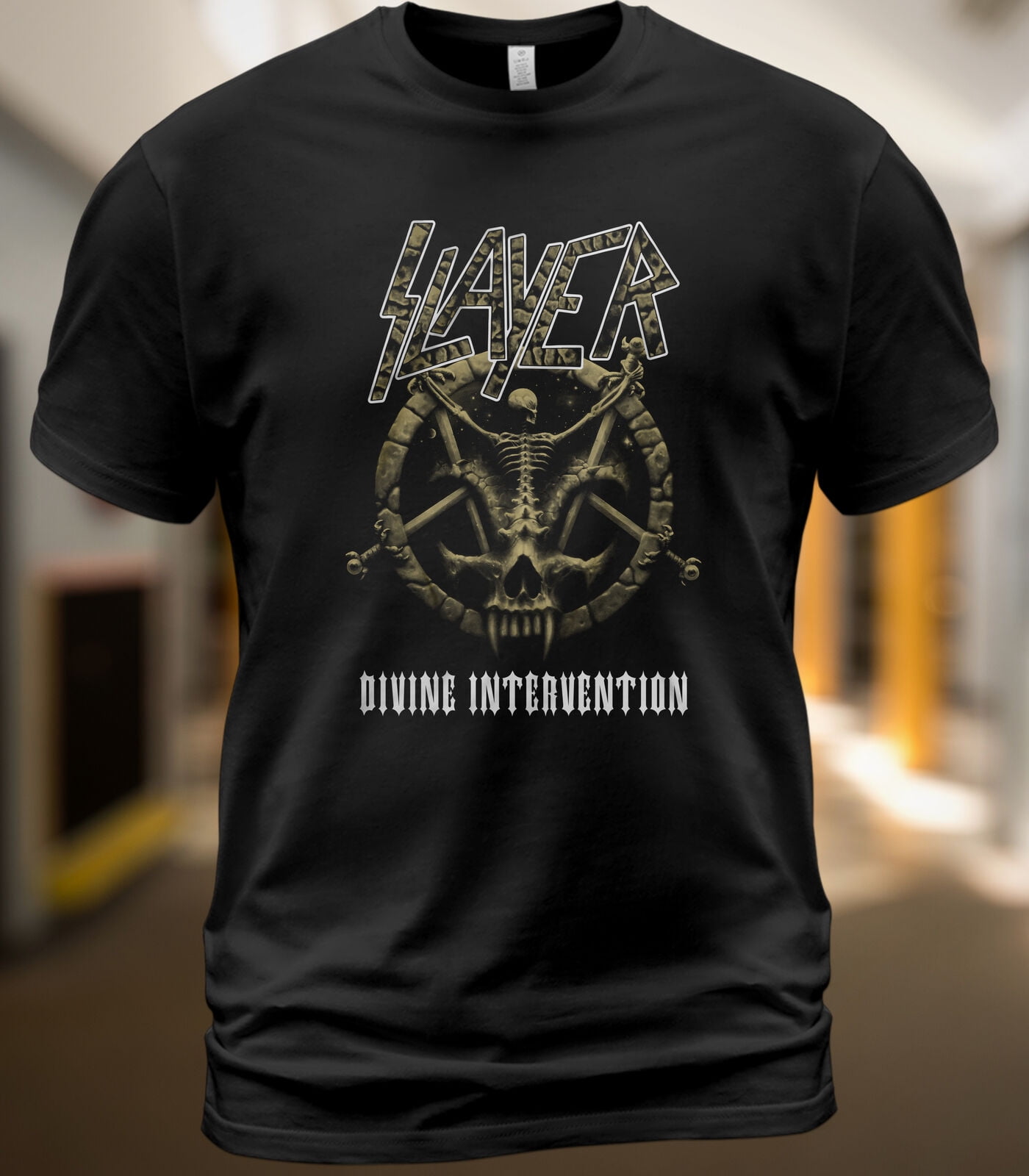 Cotton T-Shirt Slayer Divine Intervention Album Tee Kerry King Tom Araya Paul Bo - Walmart.com