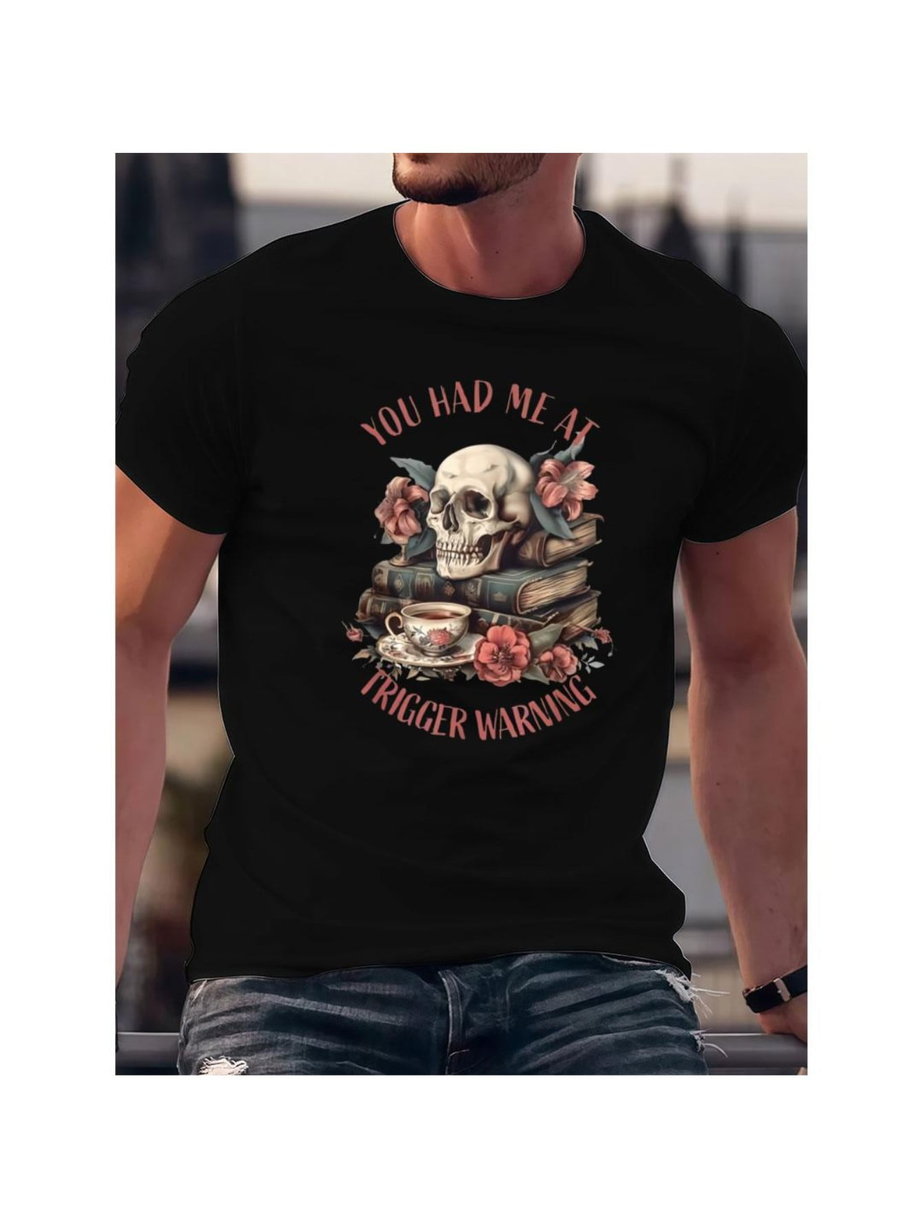 Cotton T-Shirt for Book Lovers – Trigger Warning Design with Short ...