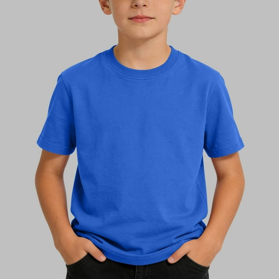 Cotton T-Shirt for Boys | Kids Short Sleeve Crew Neck Basic Tee | Solid ...